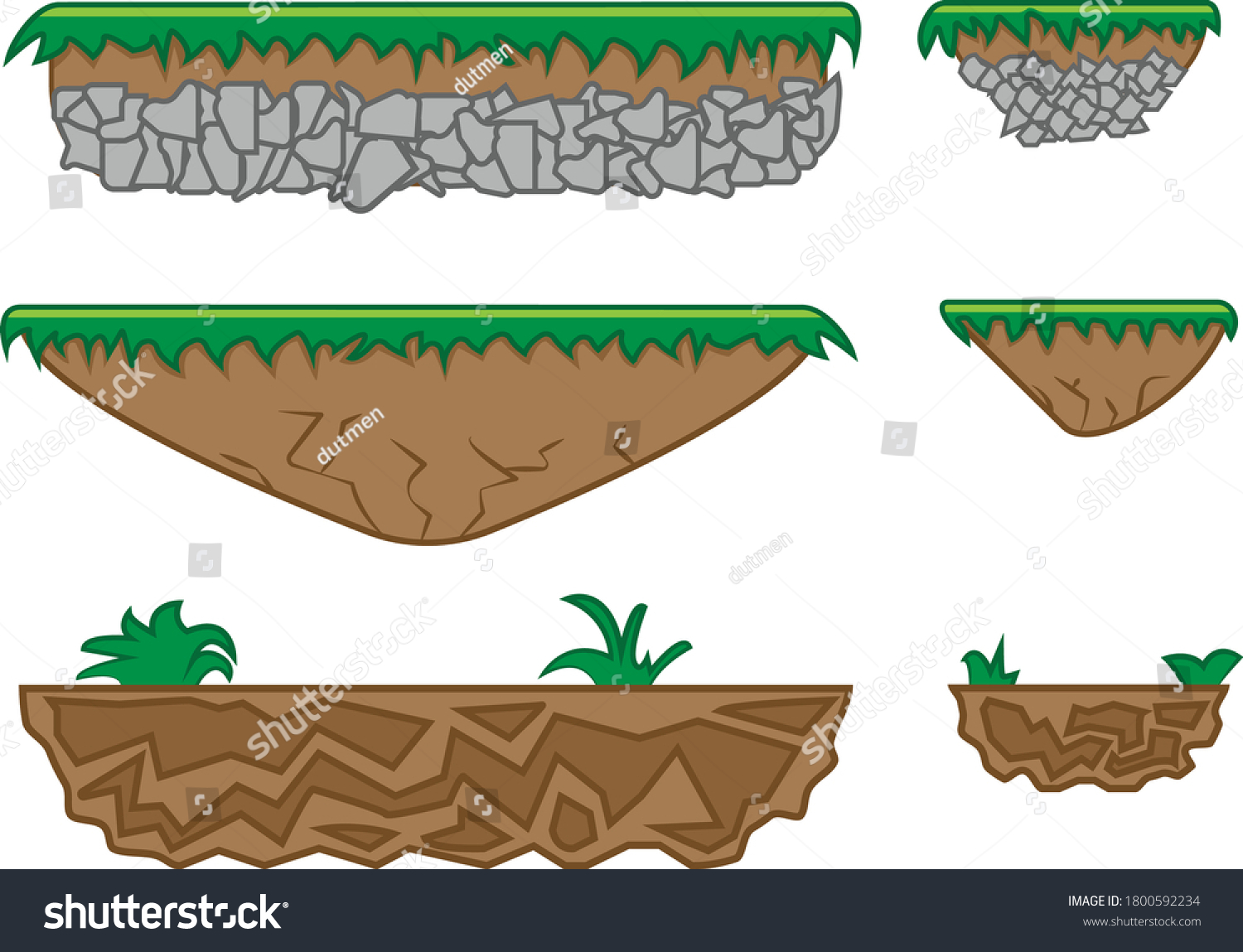 Grass Ground Sprites Games Stock Vector (Royalty Free) 1800592234