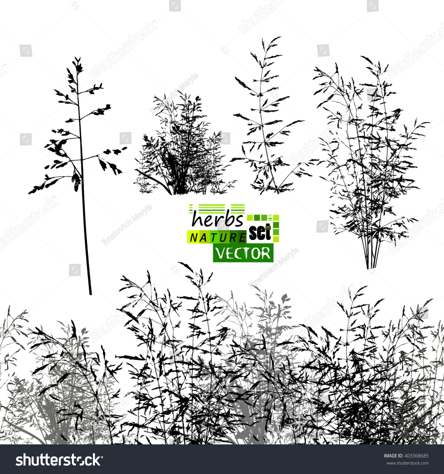 Grass Horizontal Line Grass Set Vector: vector de stock (libre de ...