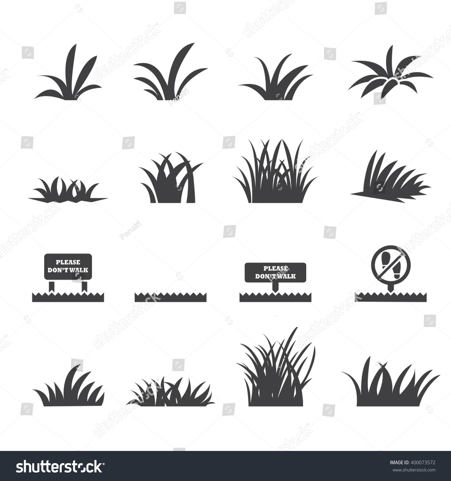 Grass Icon Set Stock Vector 400073572 - Shutterstock