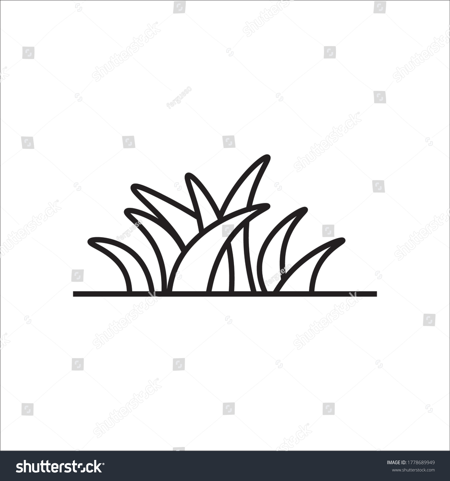 Grass Line Icon Vector Design Template Stock Vector (Royalty Free ...