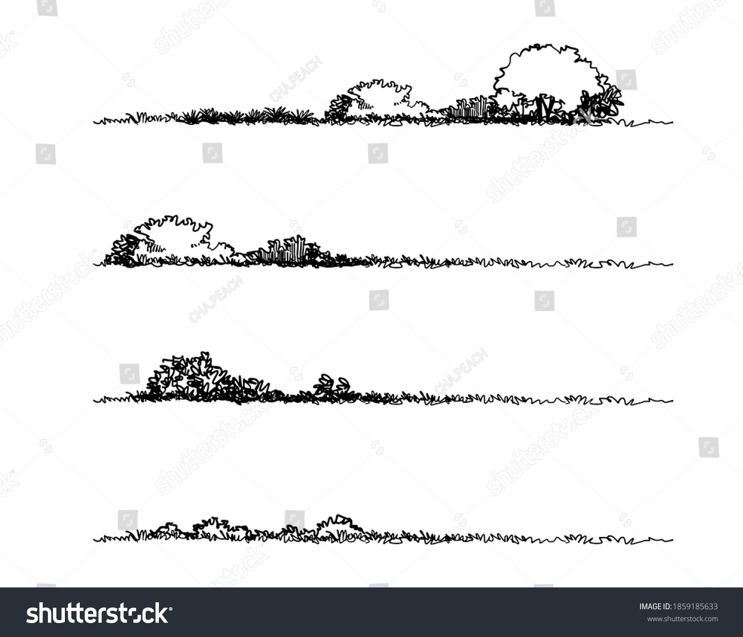 Grass Sketch Architect Drawing Sketch Landscape Stock Vector (Royalty ...