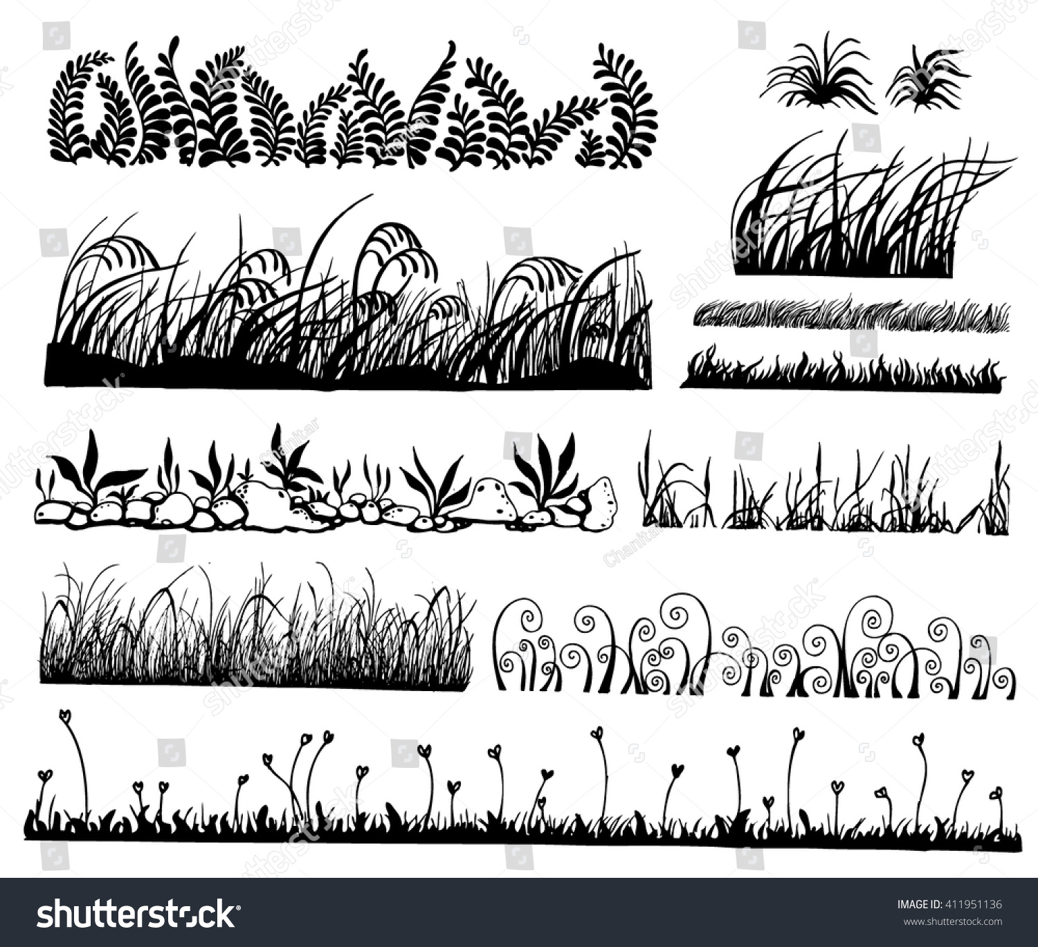 Grass Vector Isolated On White Background 库存矢量图（免版税）411951136 ...