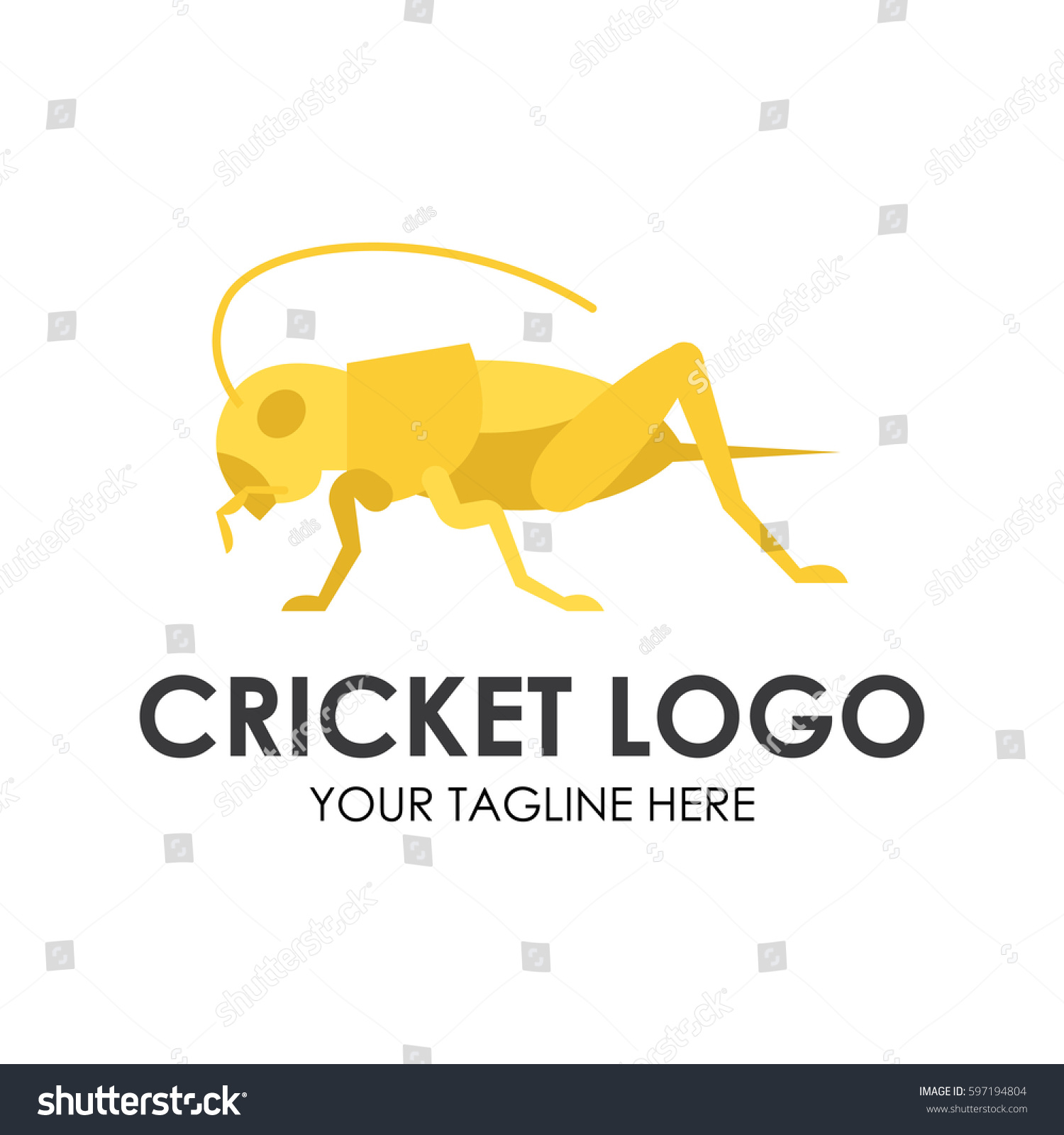 Grasshopper Cricket Insect Logo Stock Vector (Royalty Free) 597194804