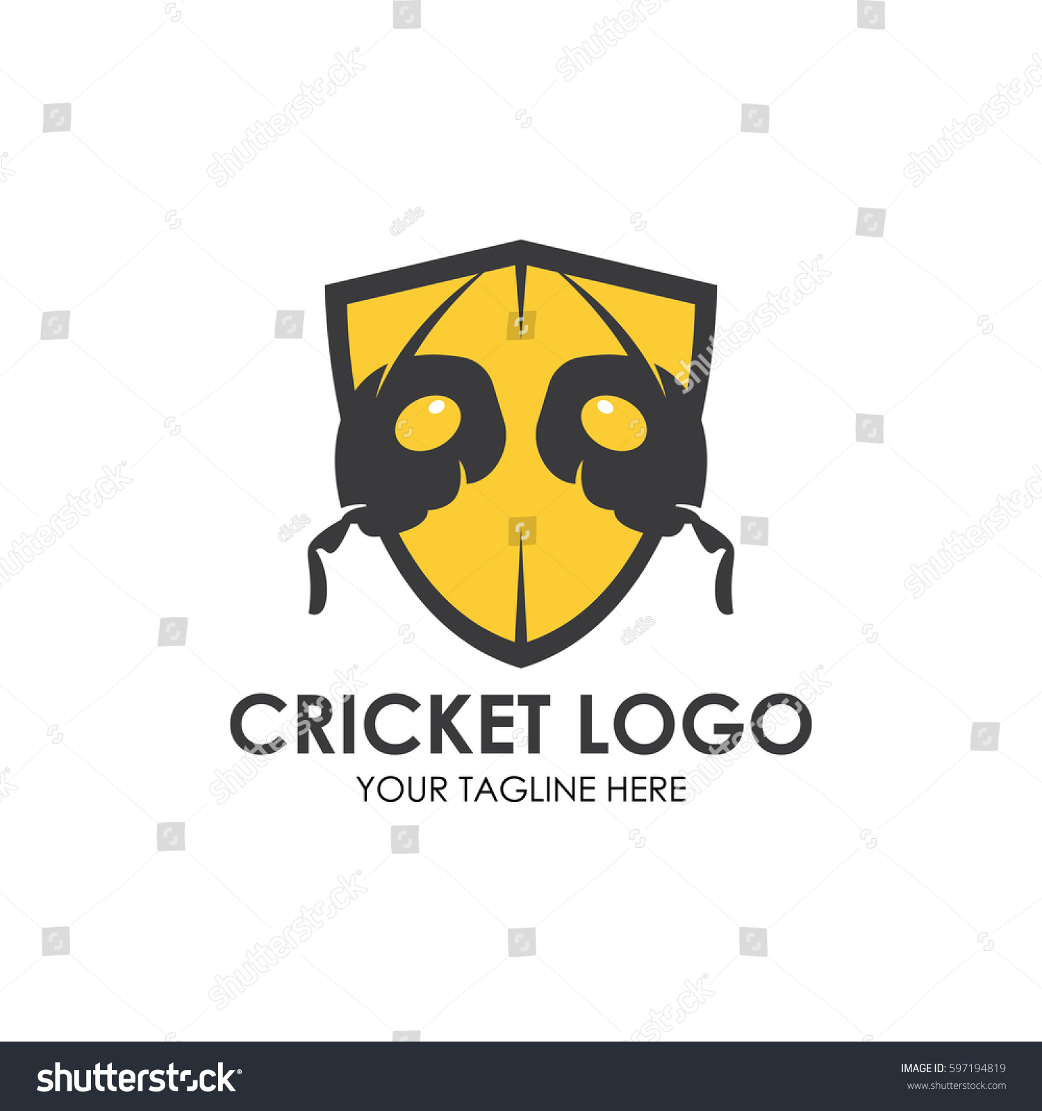 Grasshopper Cricket Insect Logo Stock Vector (Royalty Free) 597194819