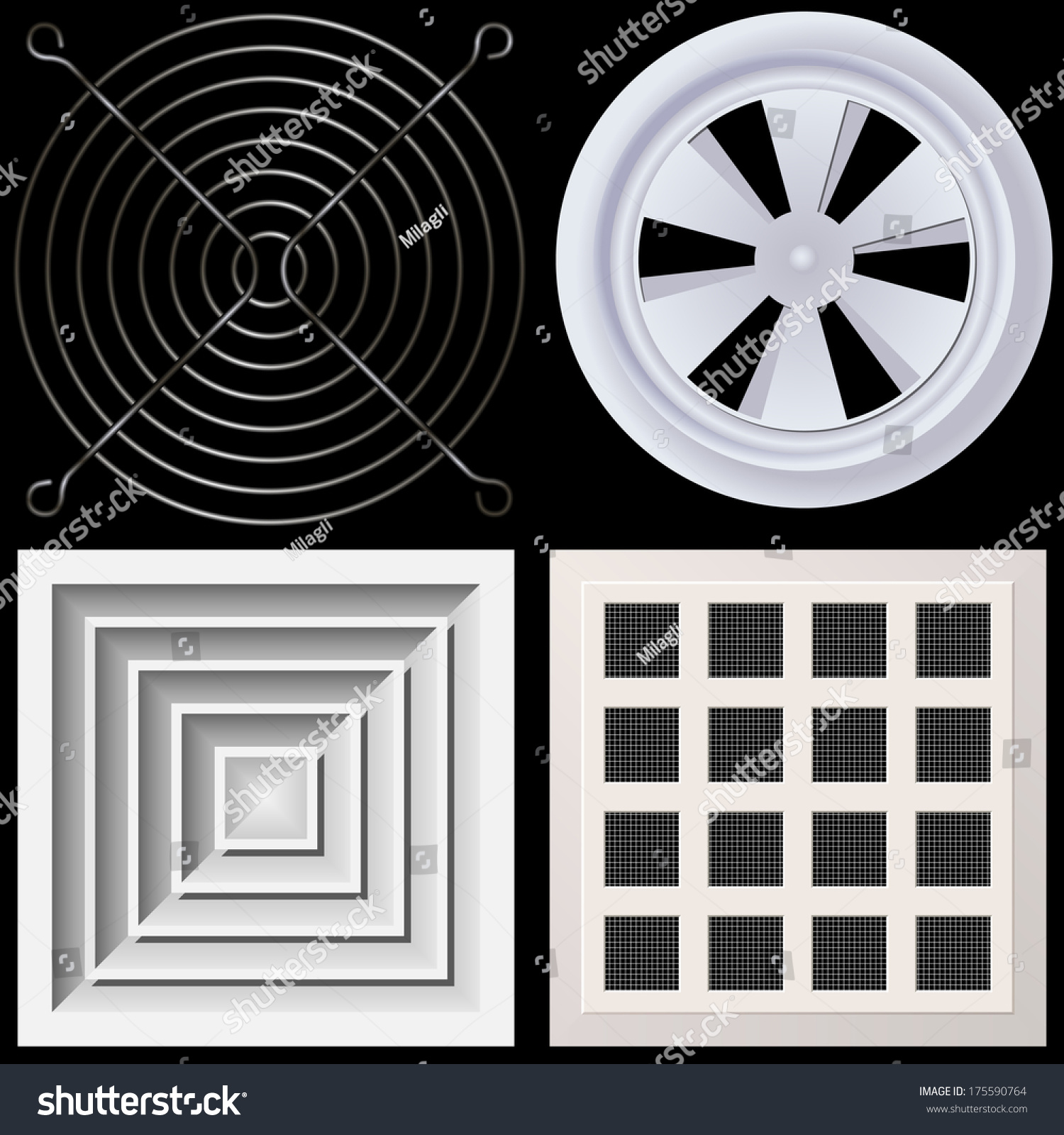 Grate Fan Black Stock Vector (Royalty Free) 175590764 | Shutterstock
