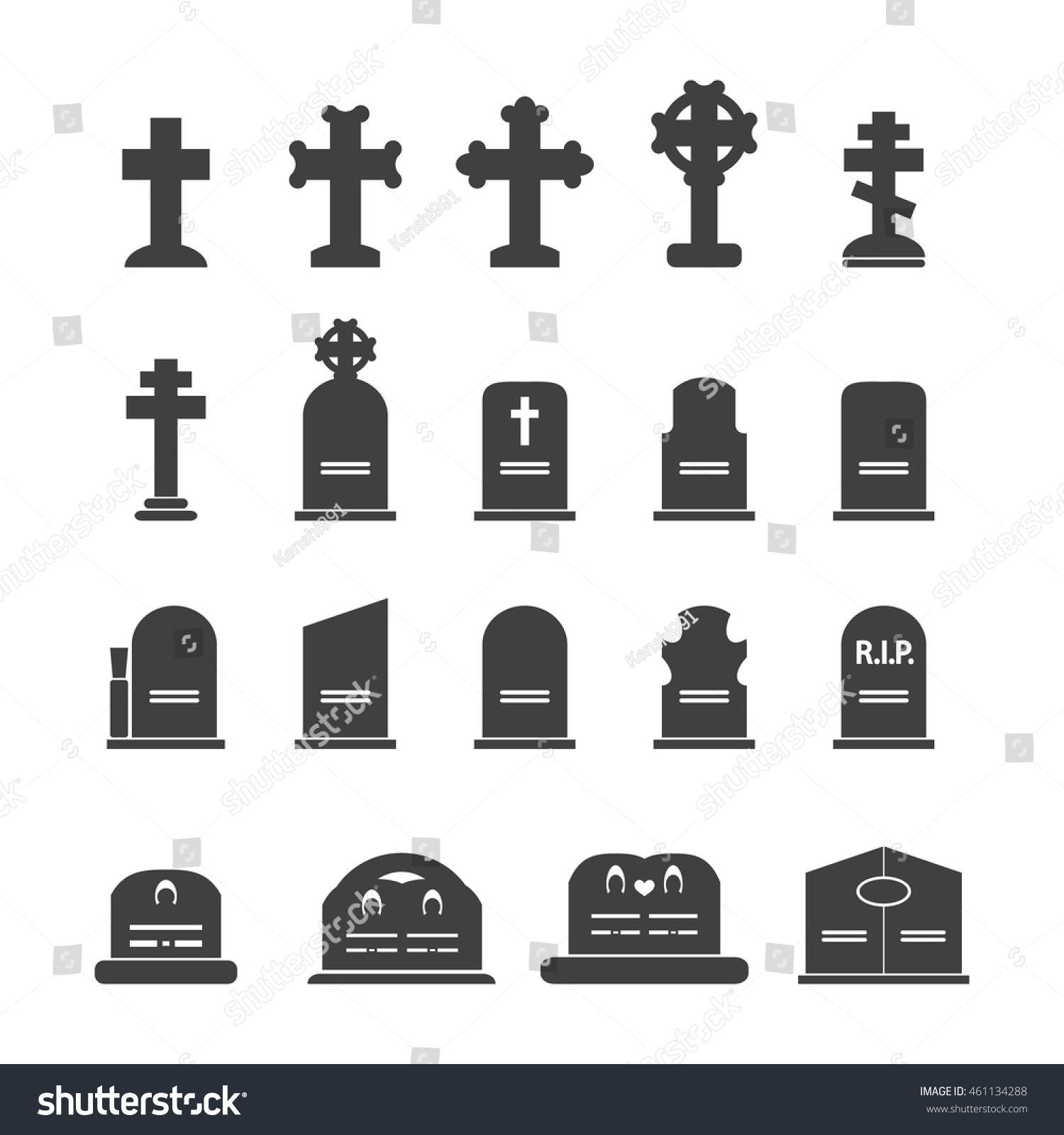 Grave Icons Set Vector Illustration: vector de stock (libre de regalías ...