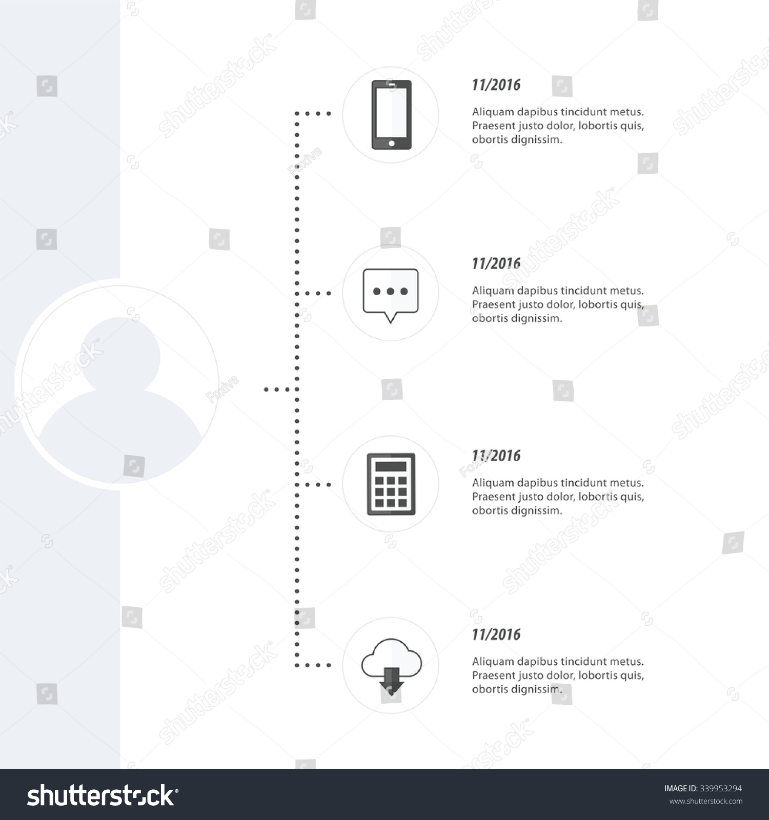 Gray Color Infographic Timeline Template: vector de stock (libre de ...