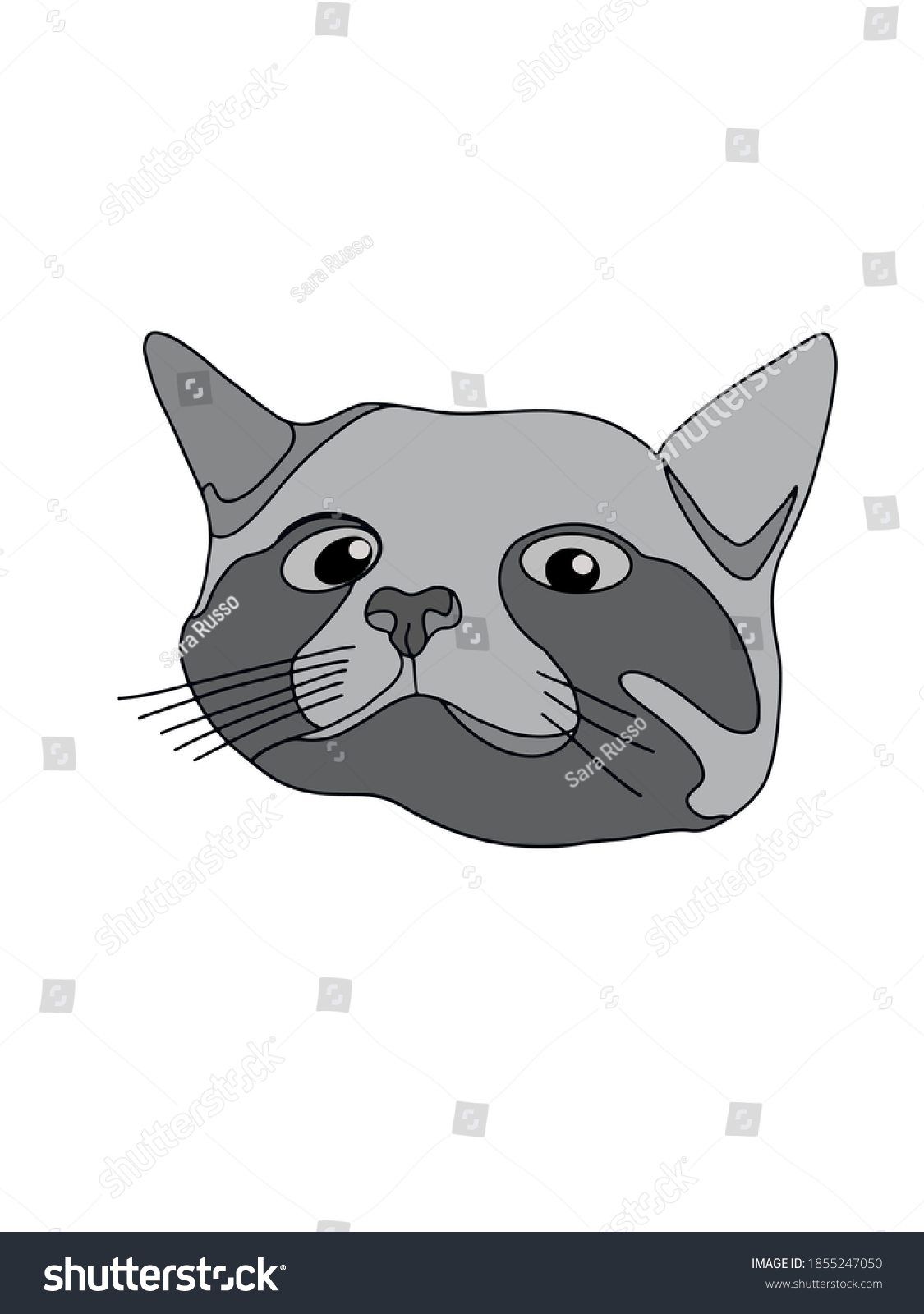 Gray Cute Cat Head Logo Icon Stock Vector (Royalty Free) 1855247050 ...