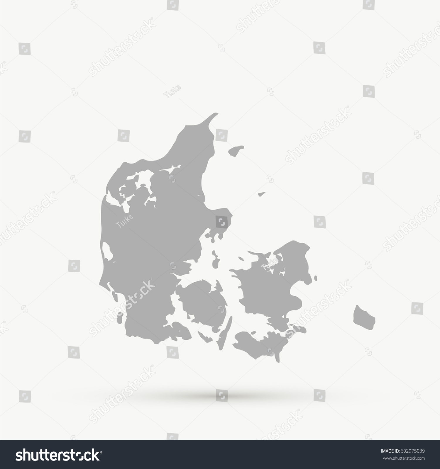 Gray Denmark Map Illustration Stock Vector (Royalty Free) 602975039 ...