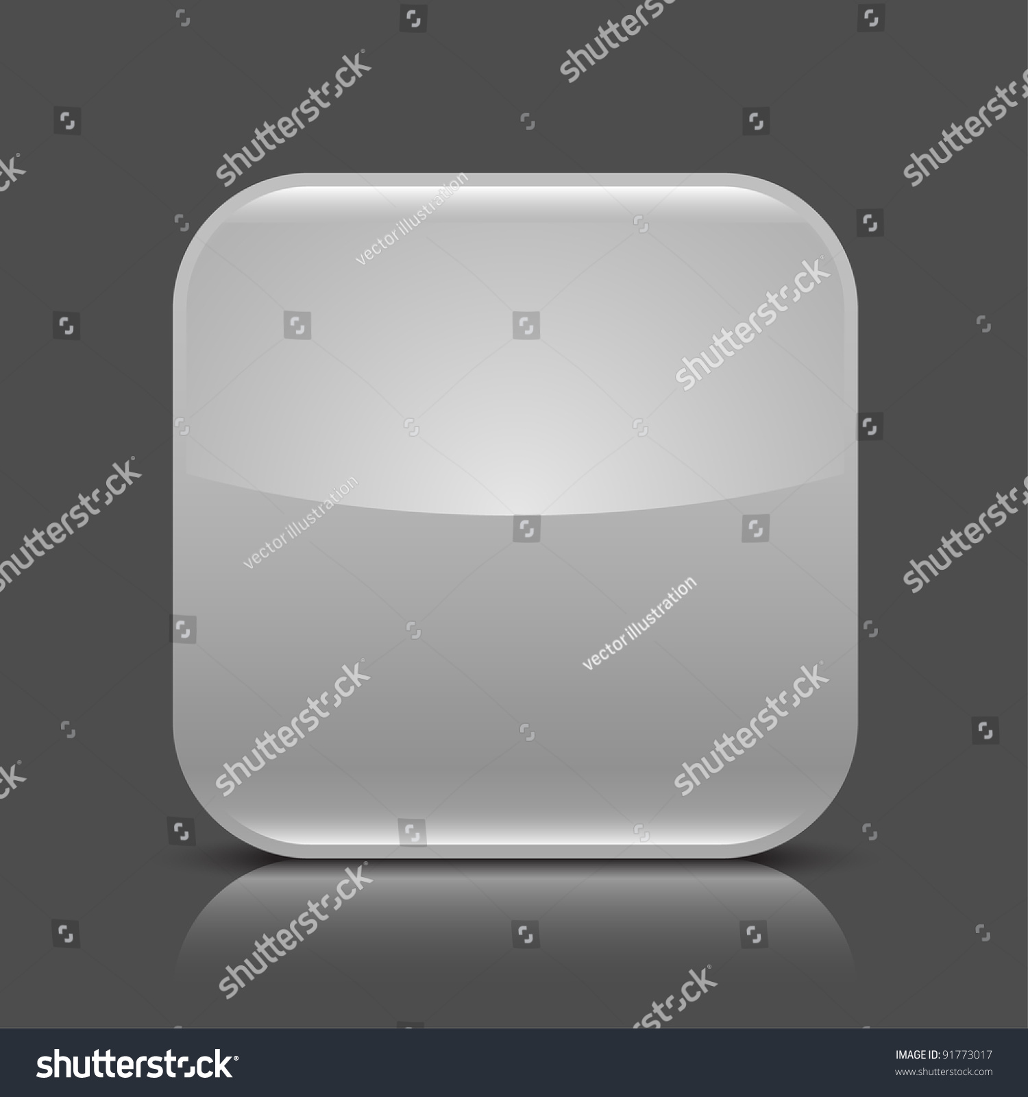 Gray Glossy Blank Web Button. Rounded Square Shape Icon With Black ...