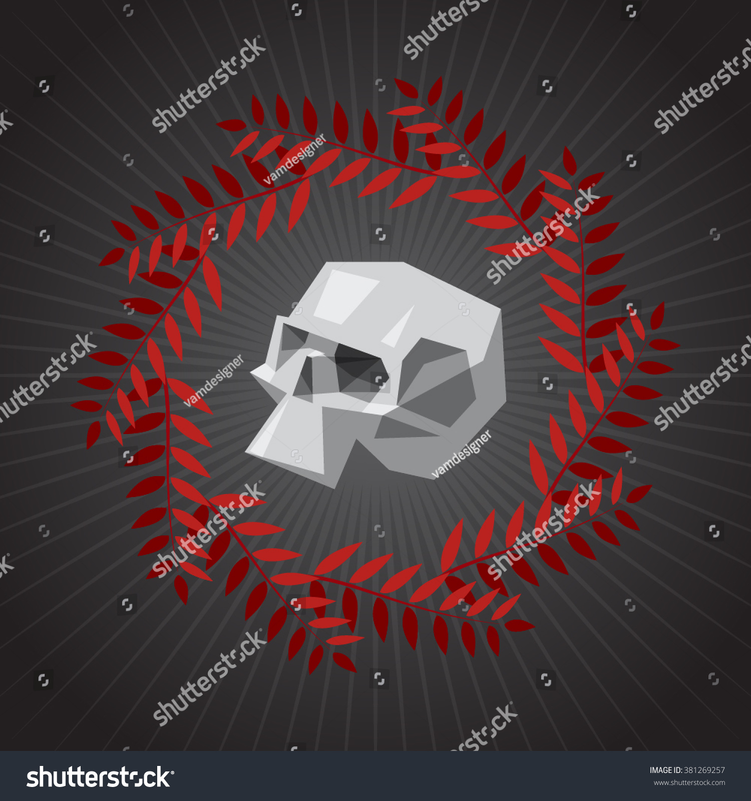 Gray Skull Stock Vector (Royalty Free) 381269257