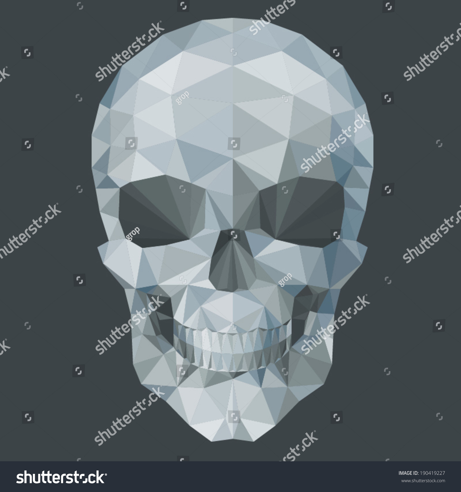 Gray Skull By Triangles, Polygon Vector Illustration - 190419227 ...