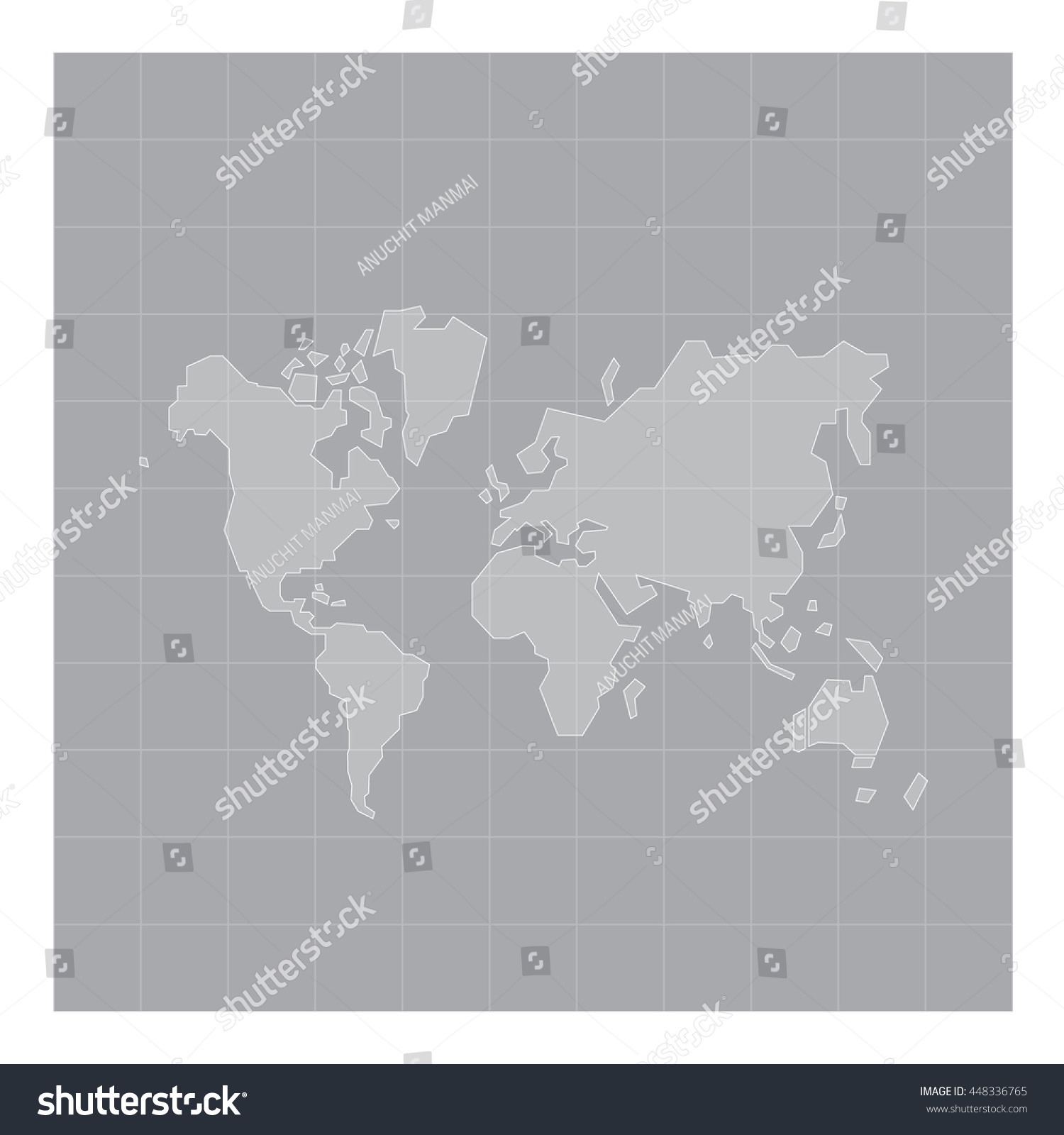 Gray World Map Blank Illustration Stock Vector (Royalty Free) 448336765 ...