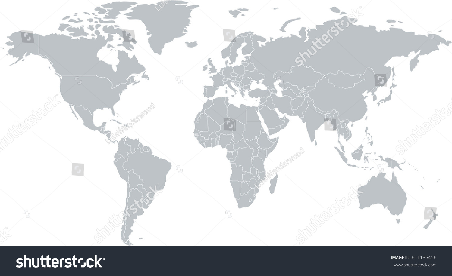 Gray World Map Countries Stock Vector (Royalty Free) 611135456