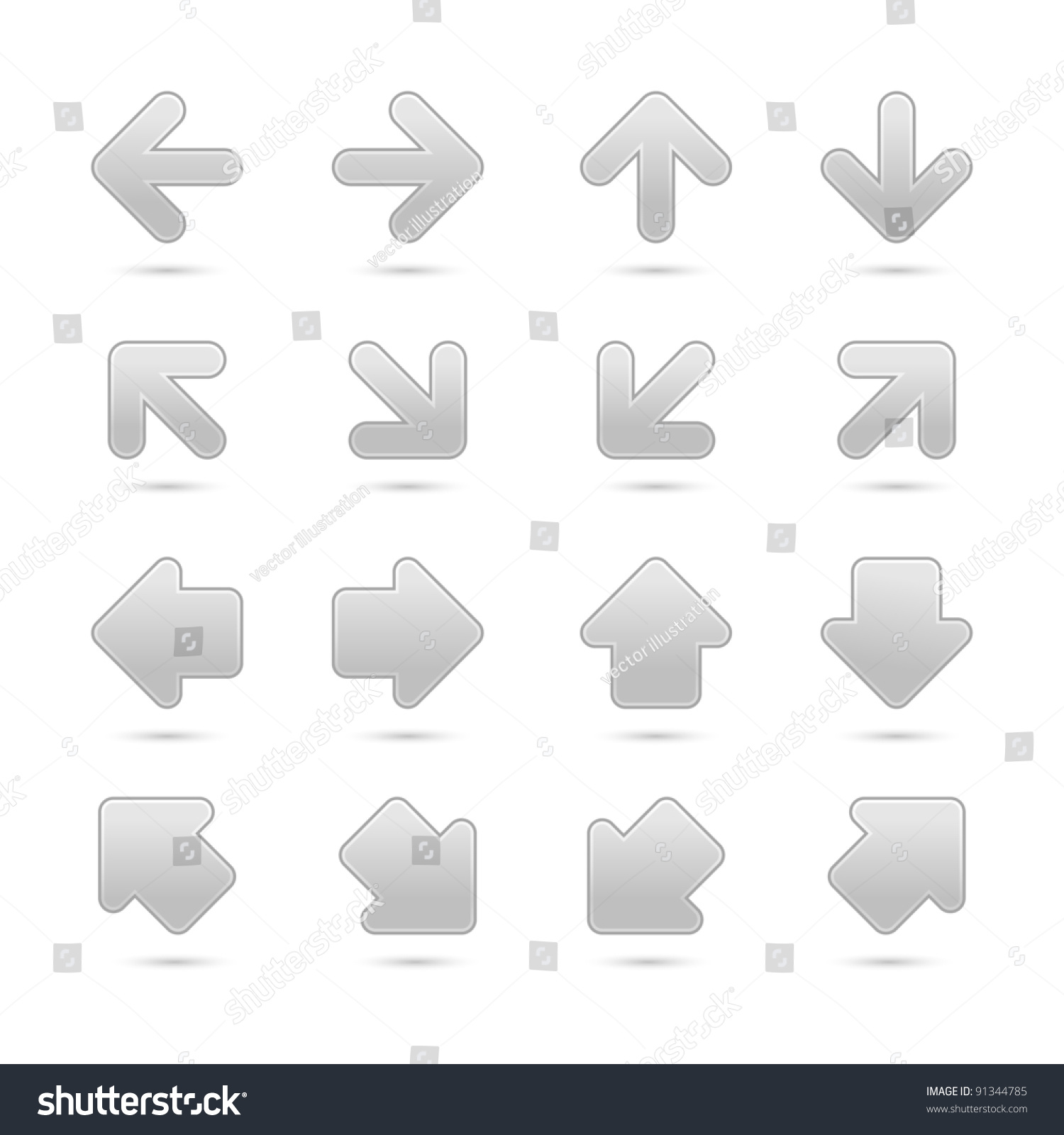 Grayscale Arrow Symbol Web Internet Button Stock Vector (Royalty Free ...