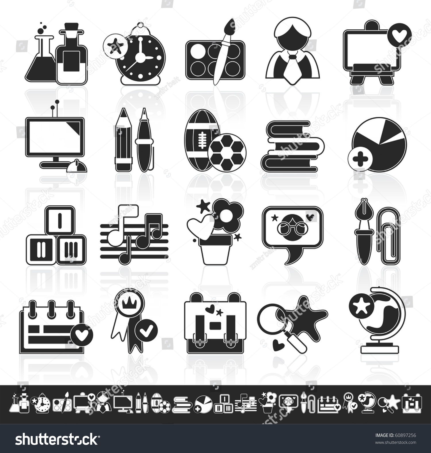 Grayscale School Icons: vector de stock (libre de regalías) 60897256 ...