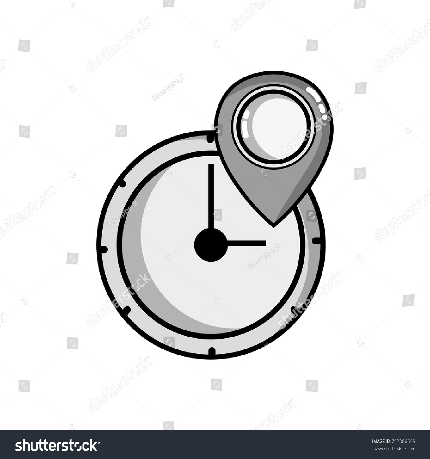 Grayscale Wall Clock Design Location Symbol Stock Vector (Royalty Free ...