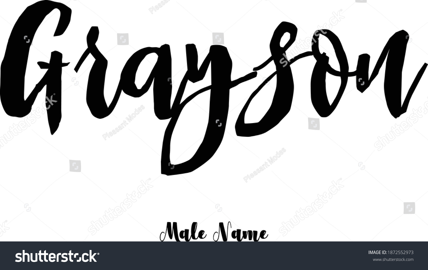 Graysonmale Name Bold Cursive Calligraphy Typeface Stock Vector ...