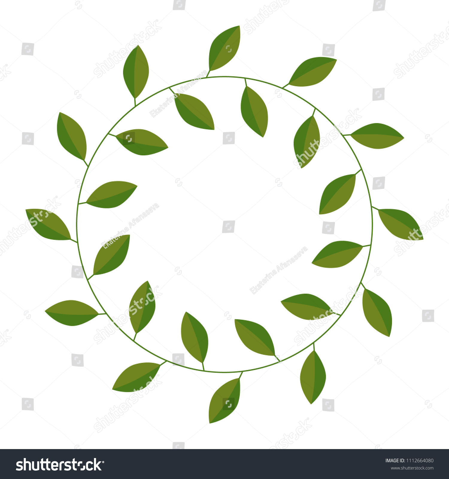 Grean Leaf Circle Frame Simple Floral Stock Vector (Royalty Free ...