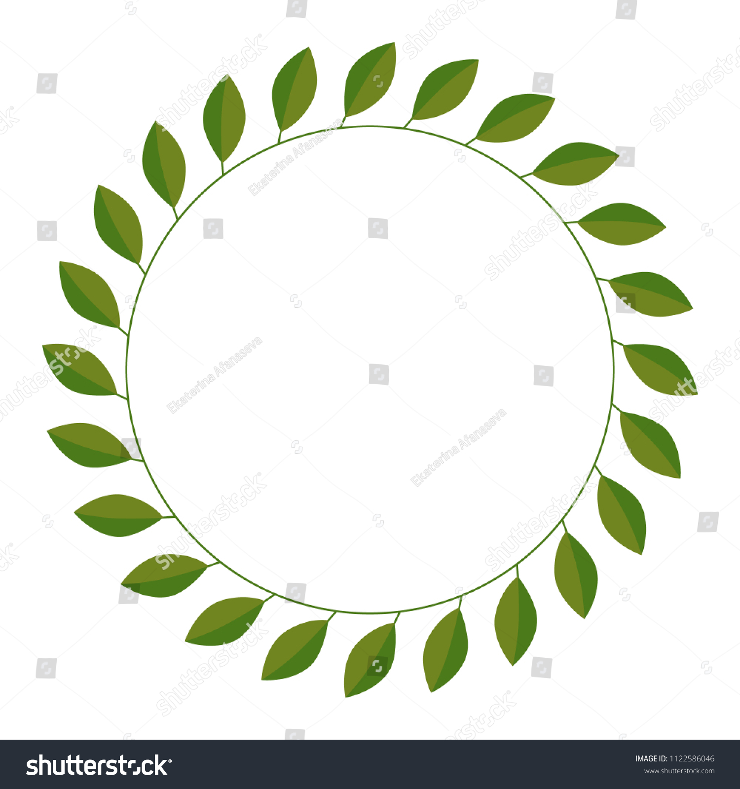 Grean Leaf Circle Frame Simple Floral Stock Vector (Royalty Free ...
