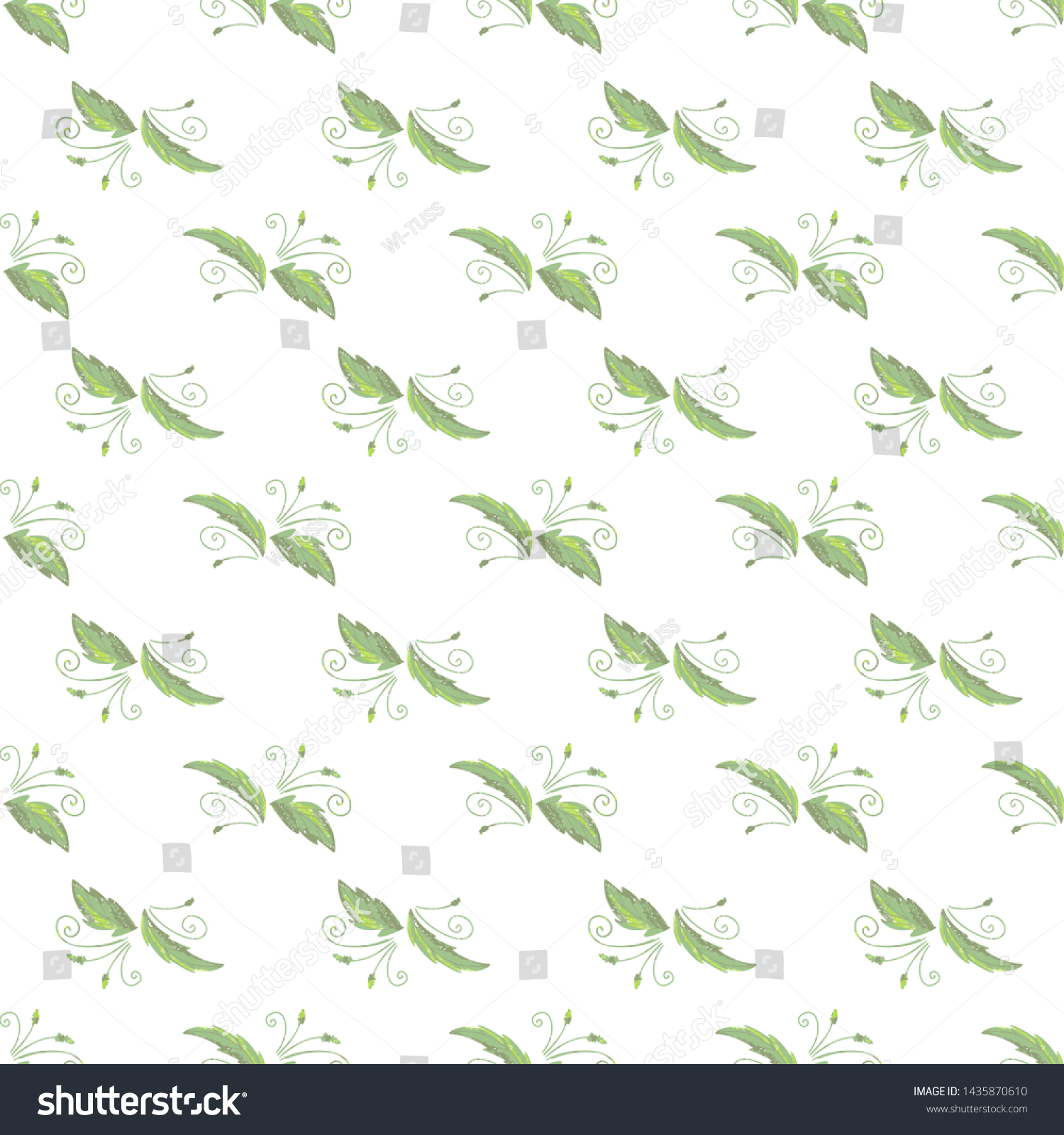 Grean Leaf Pattern Hand Drawn Illustration Stock Vector (Royalty Free ...