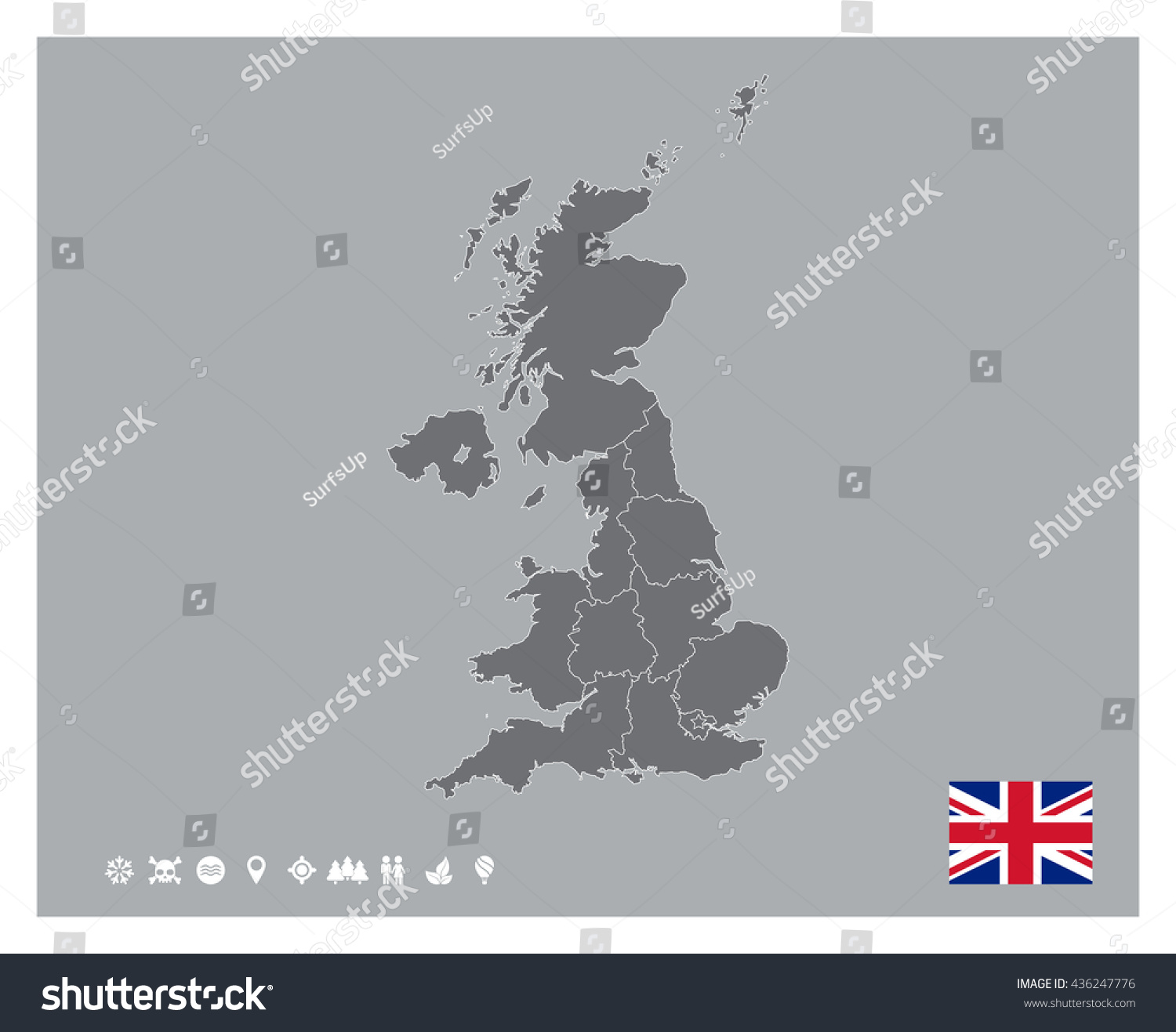 Great Britain Map Template Stock Vector (Royalty Free) 436247776