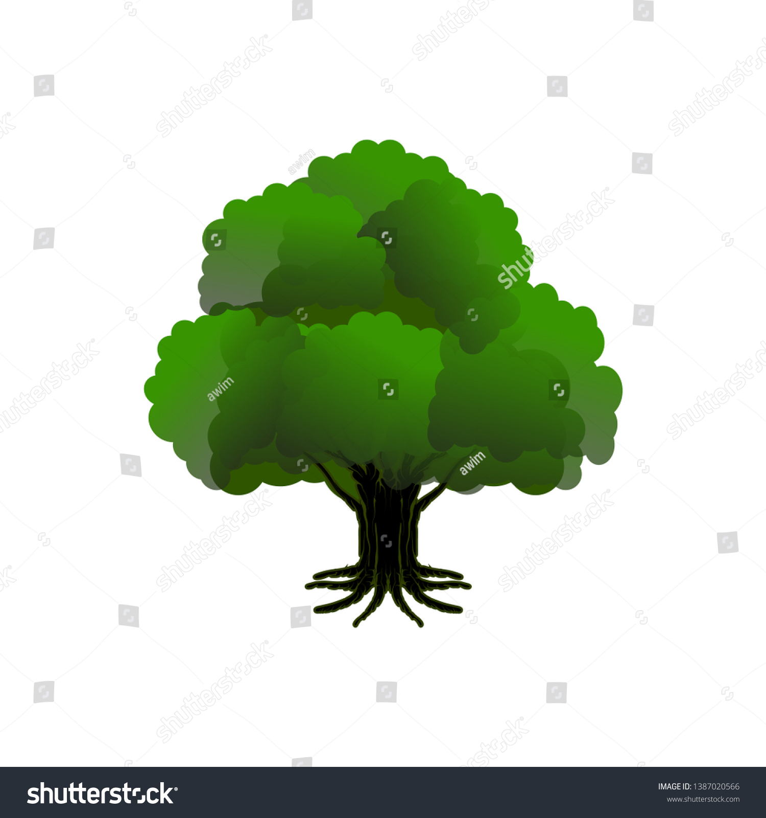 Great Tree Vector Illustration Old Oak Stock Vector (Royalty Free ...