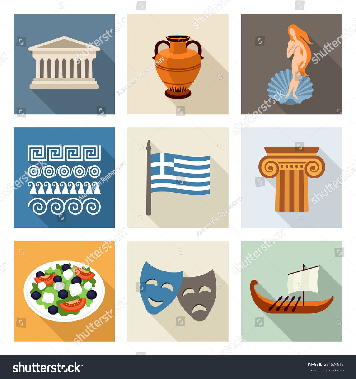 Greece Icon Set Stock Vector (Royalty Free) 234604918 - Shutterstock