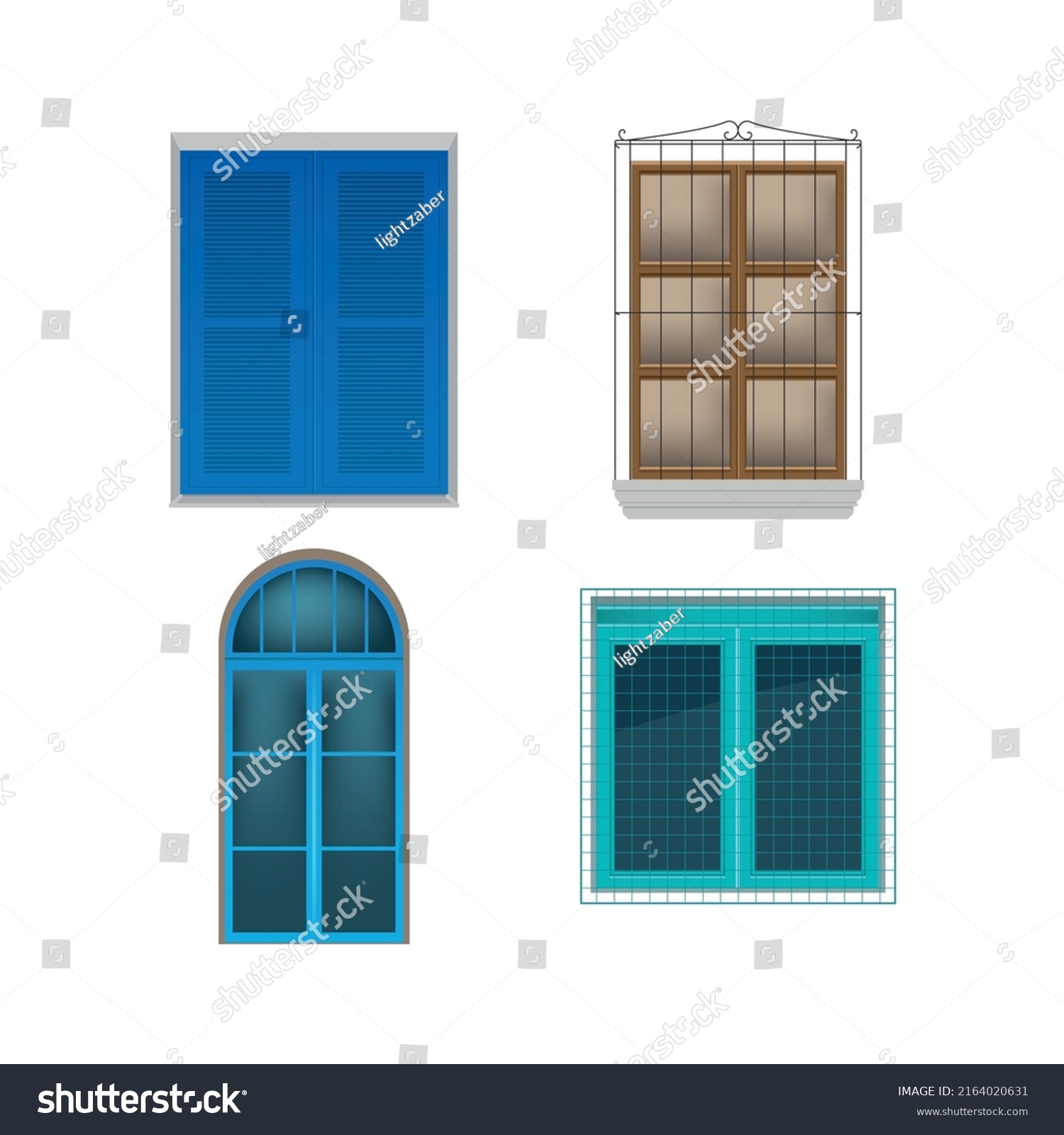 Greece Window Vintage Isolate Set Stock Vector (Royalty Free ...