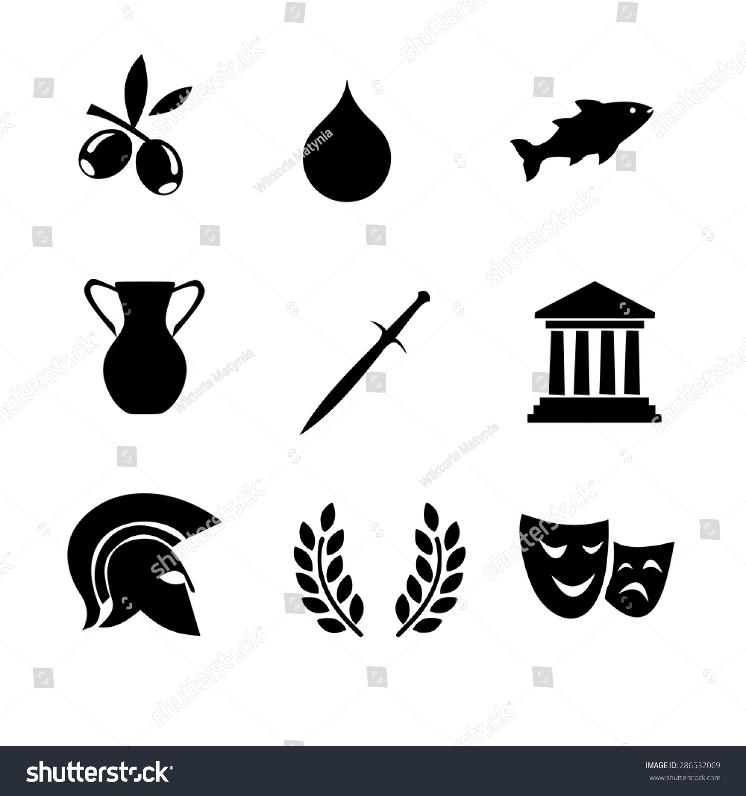 Greek Icon Set Vector: เวกเตอร์สต็อก (ปลอดค่าลิขสิทธิ์) 286532069 ...