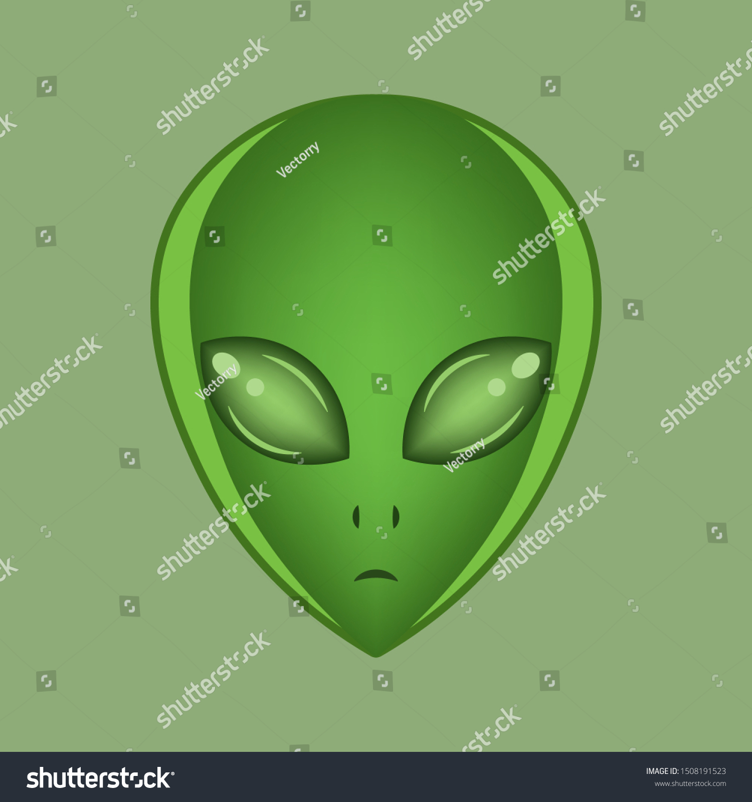 Green Alien Face Vector Illustration: vector de stock (libre de ...