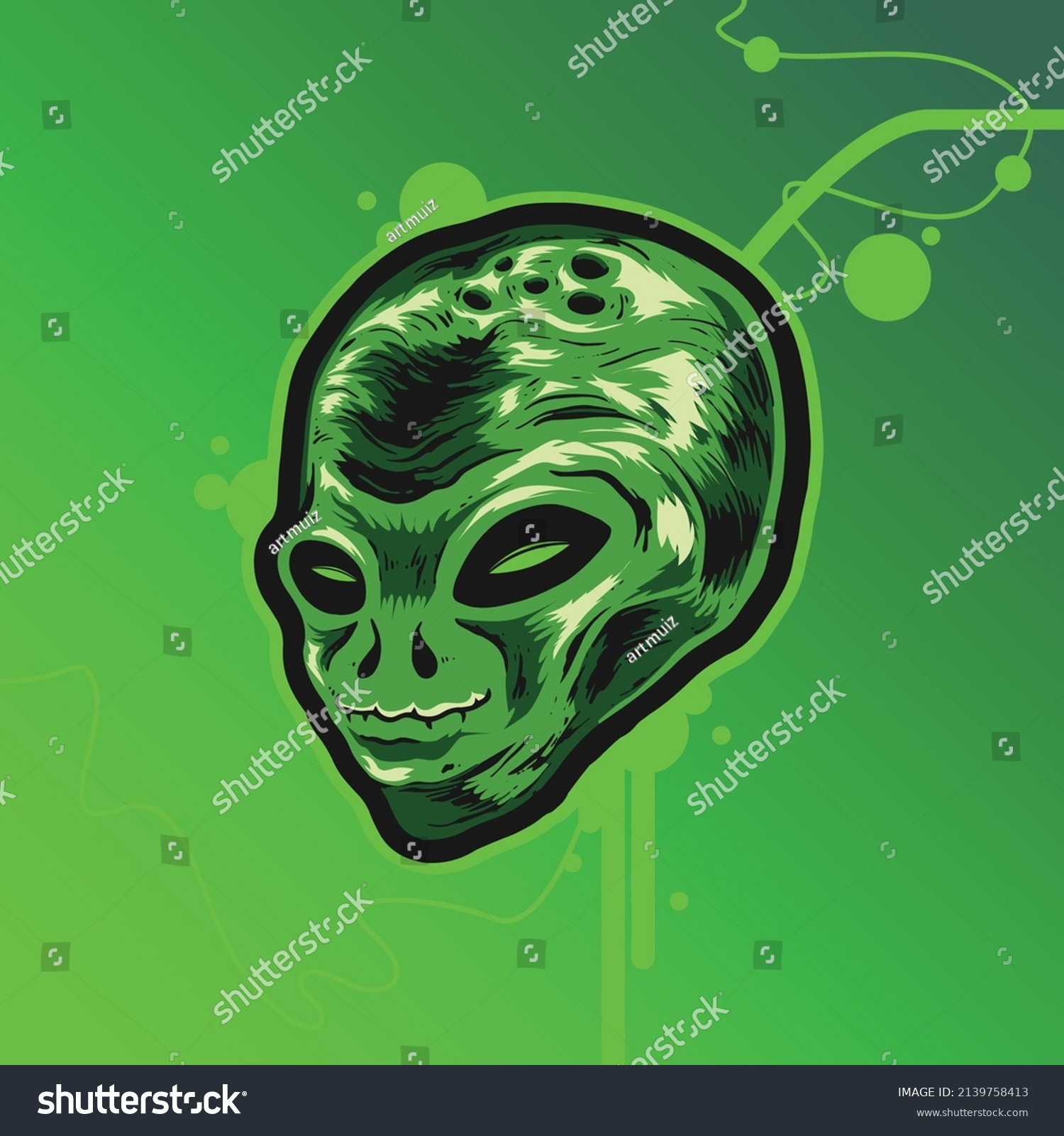 Green Alien Head Vector Graphic Stock Vector (Royalty Free) 2139758413 ...