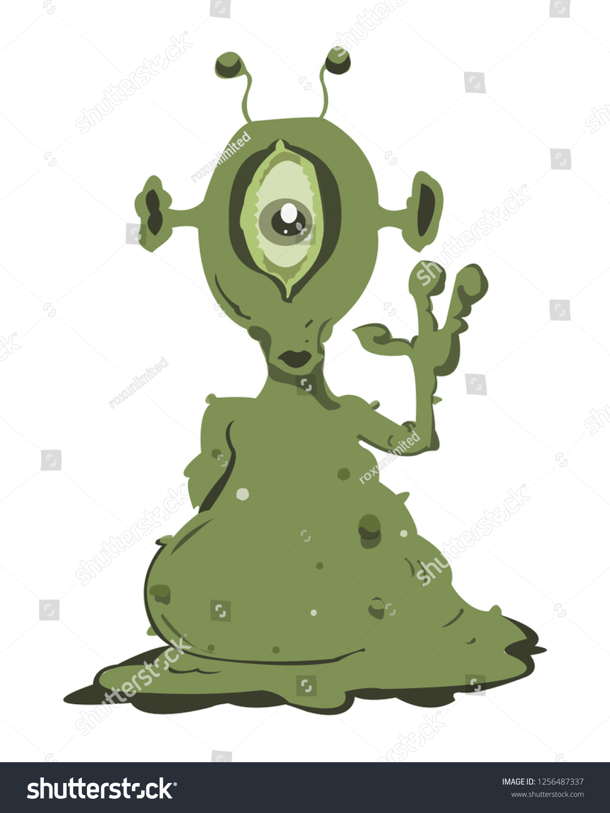 Green Alien Monster One Eye Vector Stock Vector (Royalty Free) 1256487337