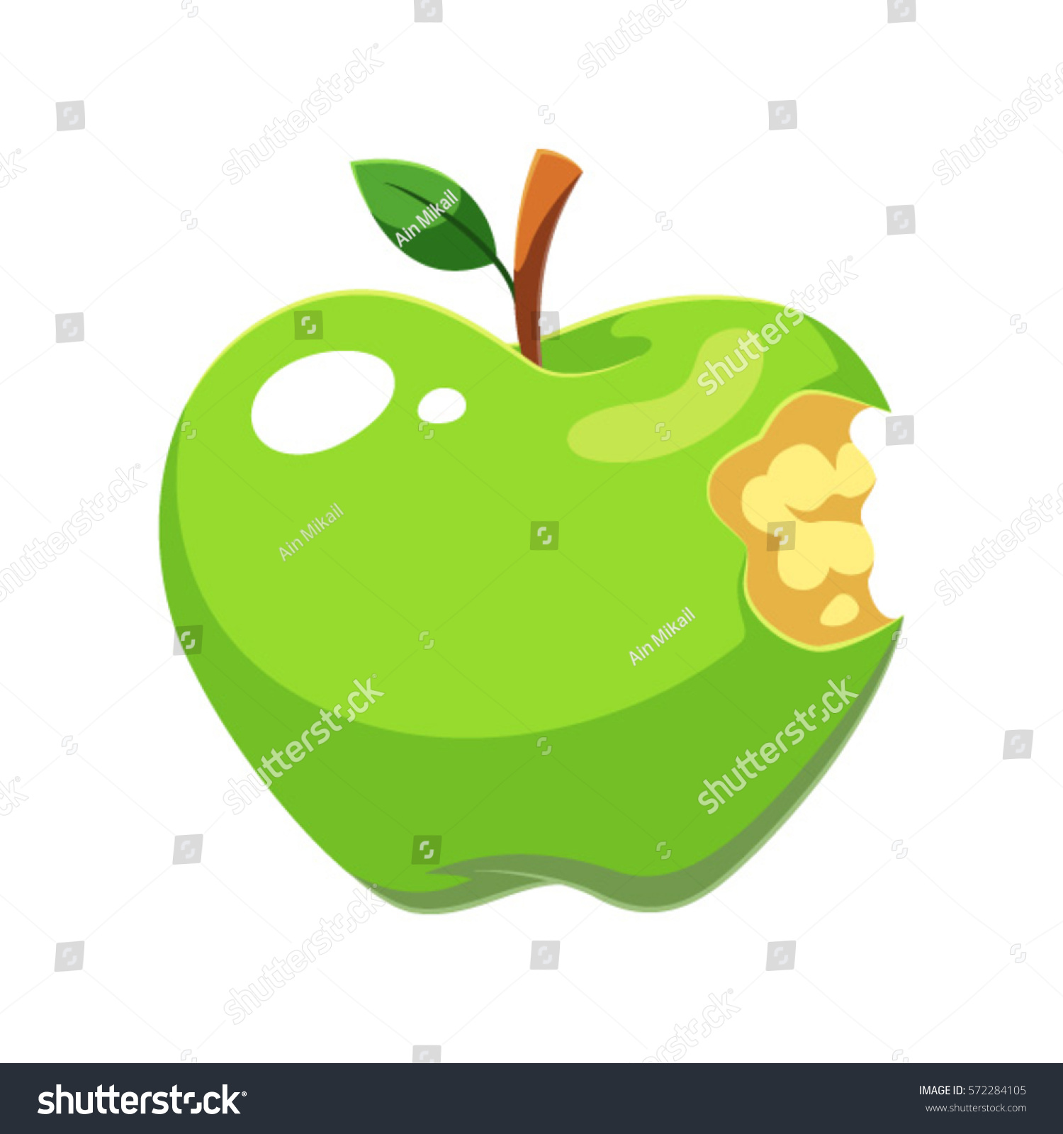 Green Apple Fruit Bite Vector Stock Vector (Royalty Free) 572284105 ...