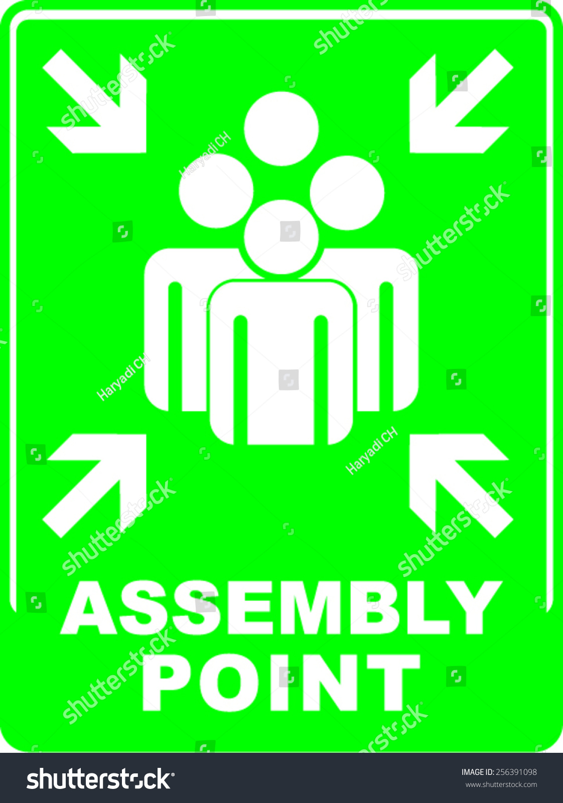 Vektor Stok Green Assembly Point Sign (Tanpa Royalti) 256391098 ...