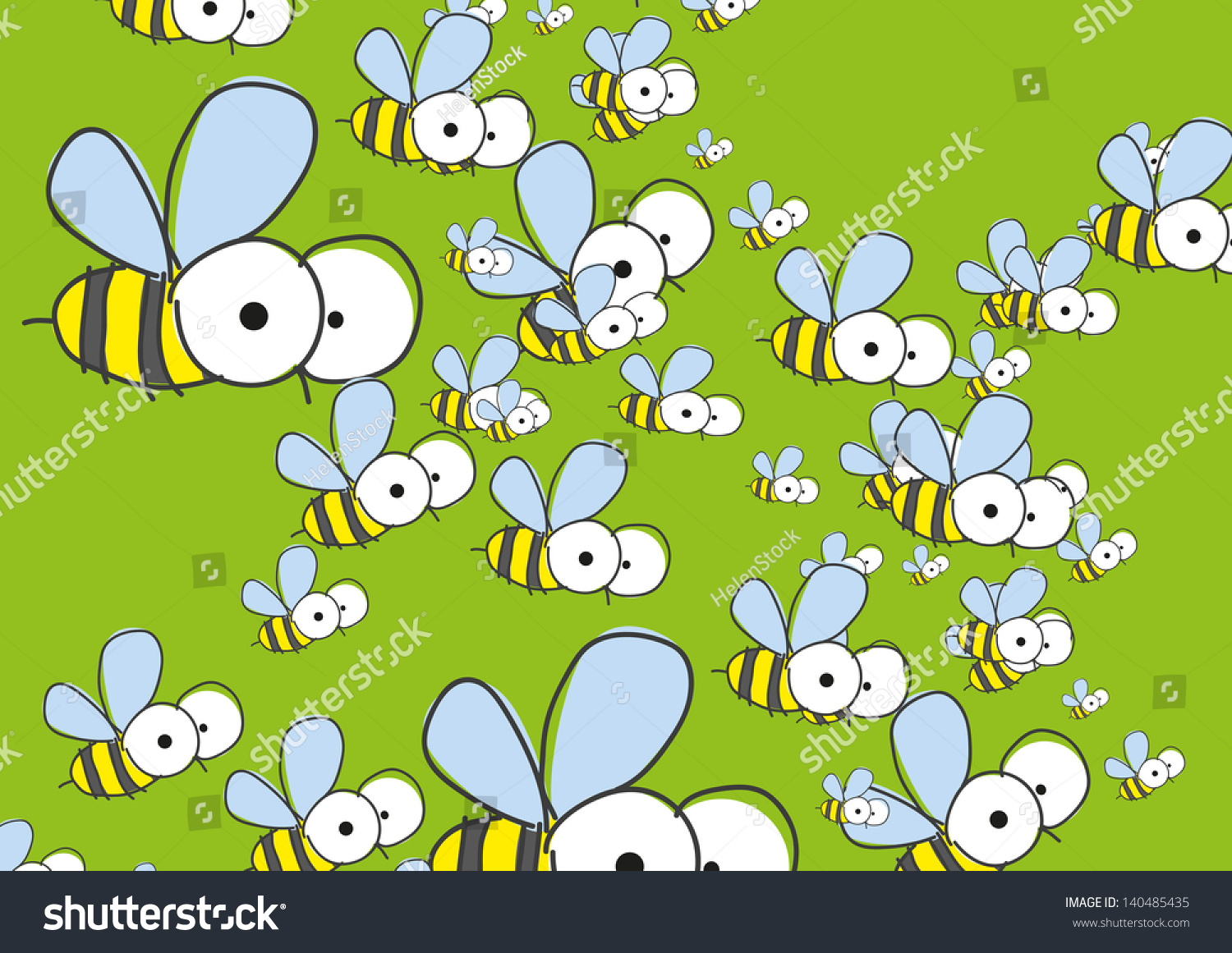 Green Background Bees Vector Illustration Eps Stock Vector 140485435 ...