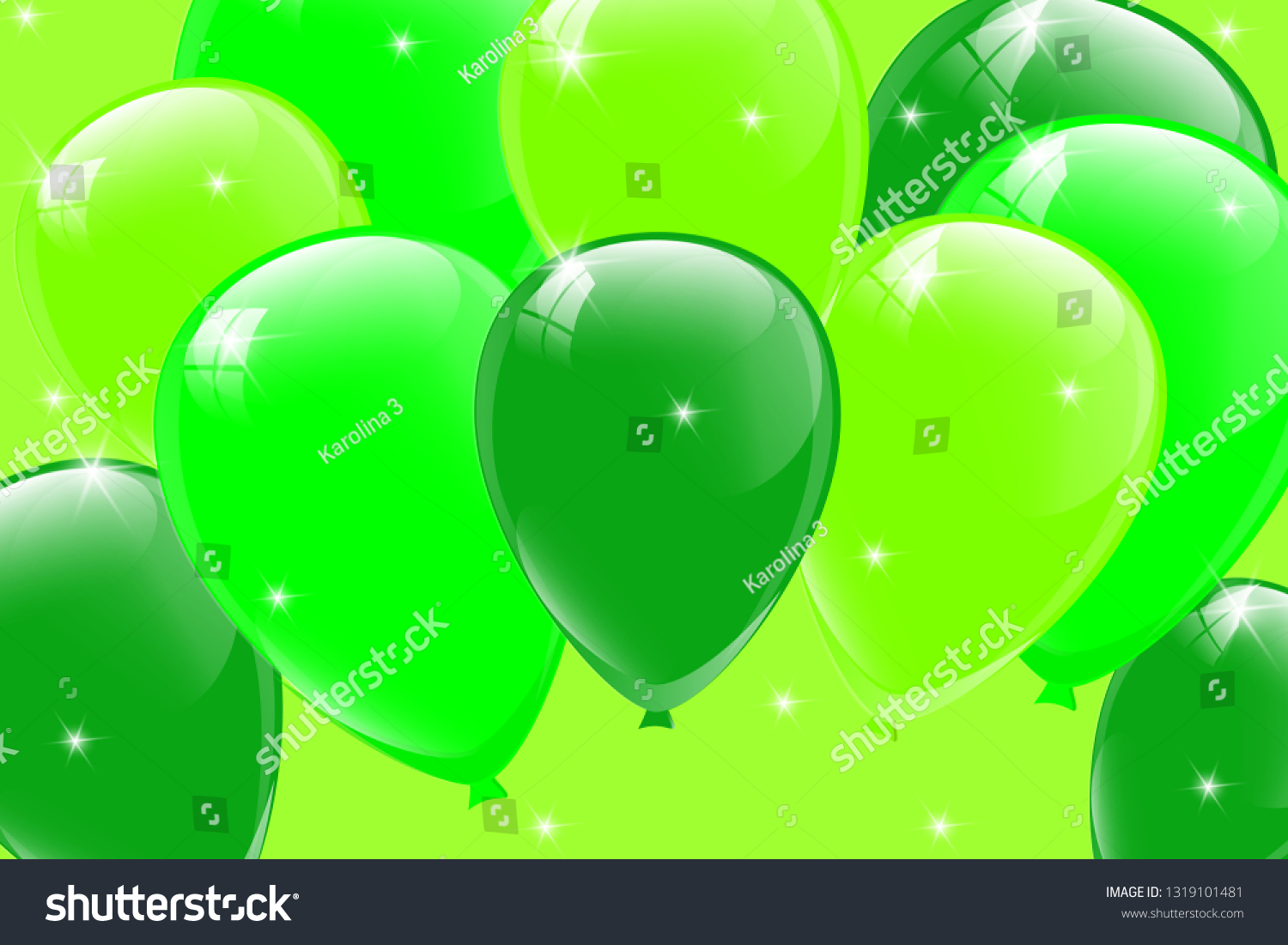 Green Balloons Vector Illustration Celebration Background Stock Vector ...