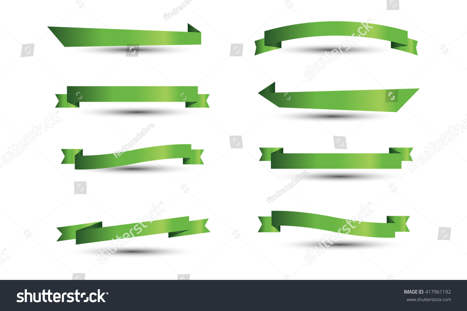 Green Banner Ribbon Vector Set Isolated: vector de stock (libre de ...