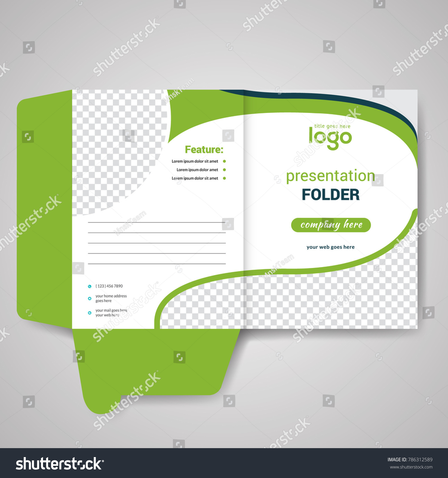 Green Bi Fold Presentation Folder Design Stock Vector (Royalty Free ...