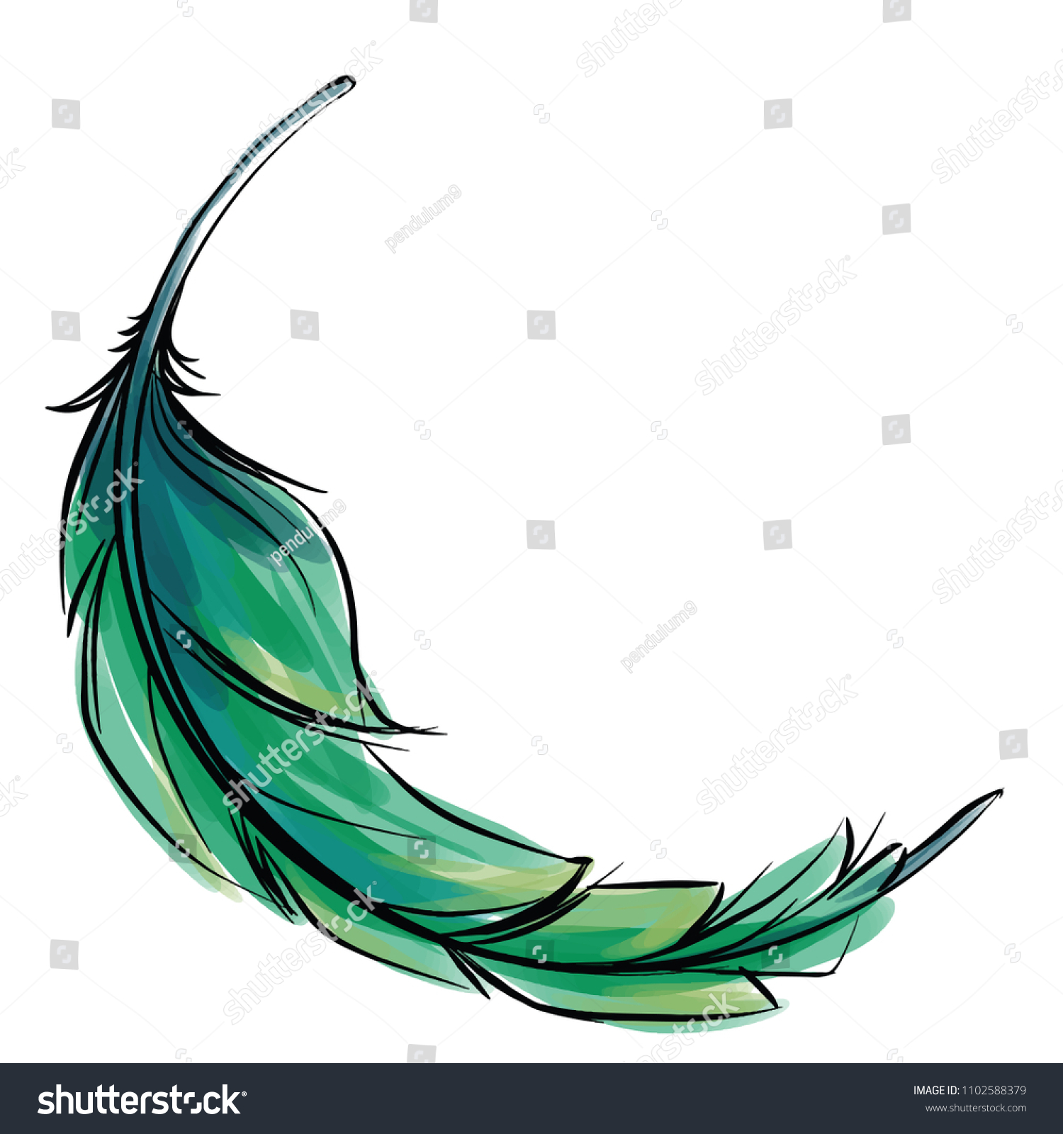 Green Blue Feather Vector Stock Vector (Royalty Free) 1102588379 ...