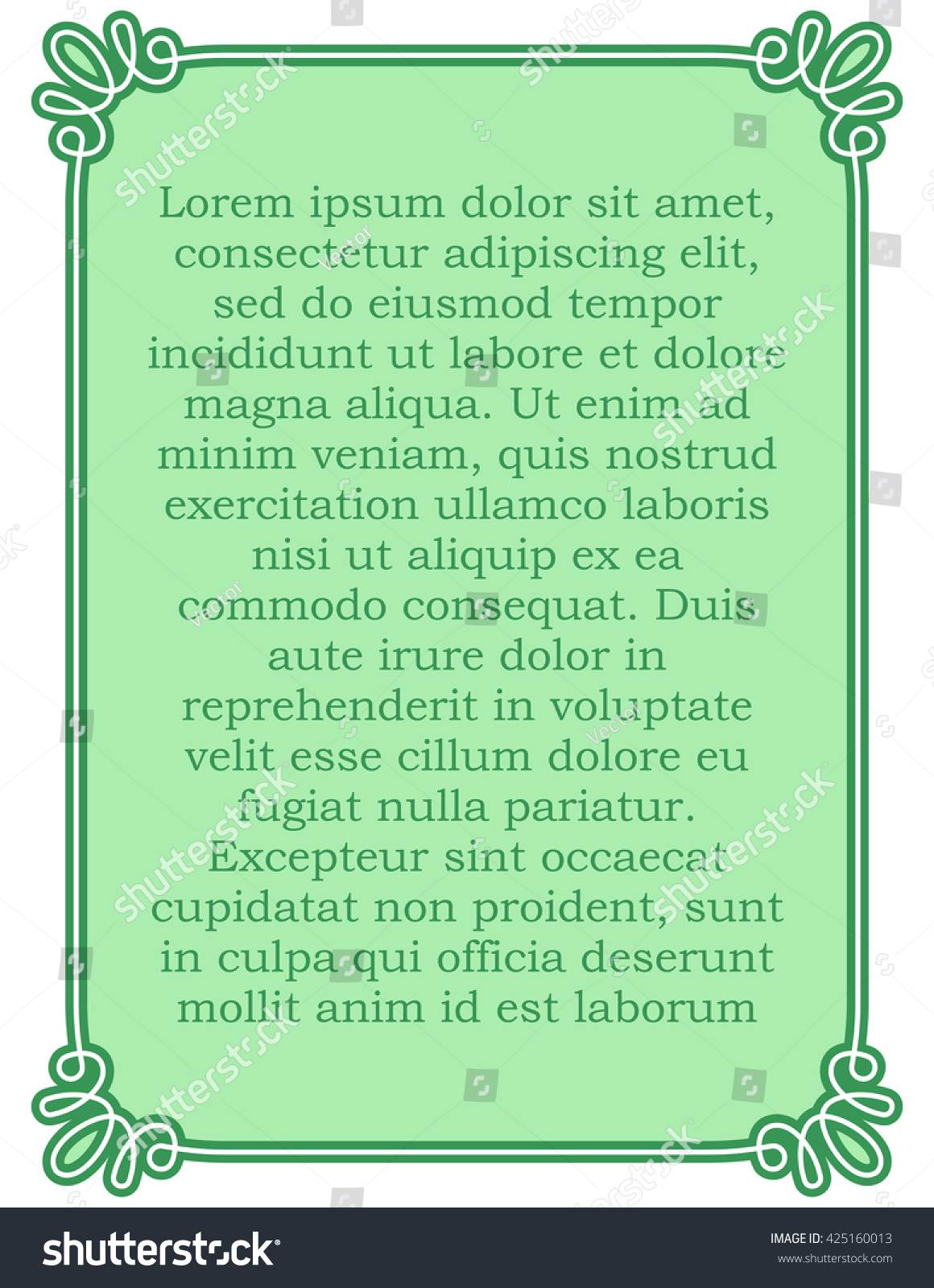 Green Border Frame Deco Vector Label Stock Vector (Royalty Free ...