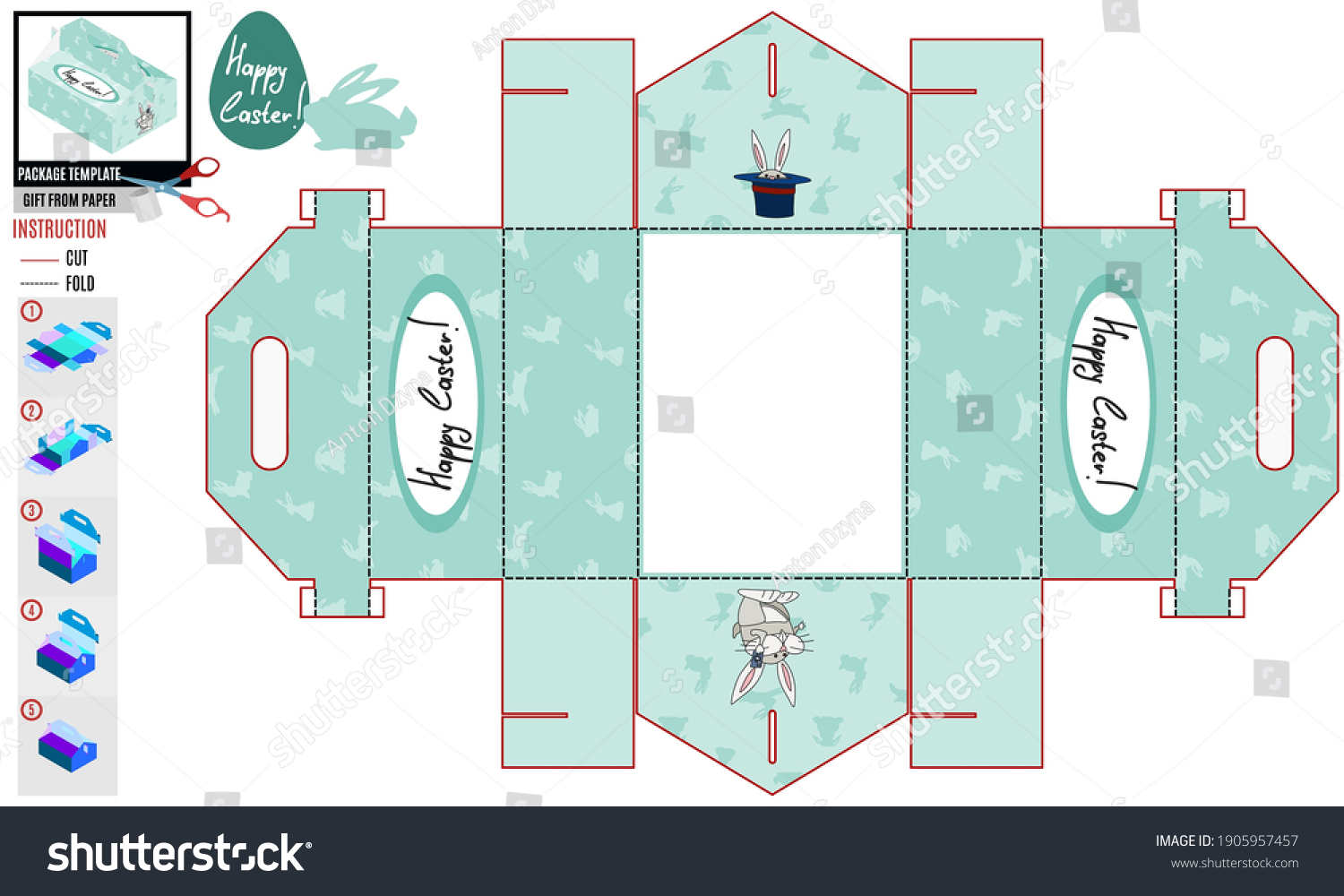Green Box Template Easter Wizard Hat Stock Vector (Royalty Free ...