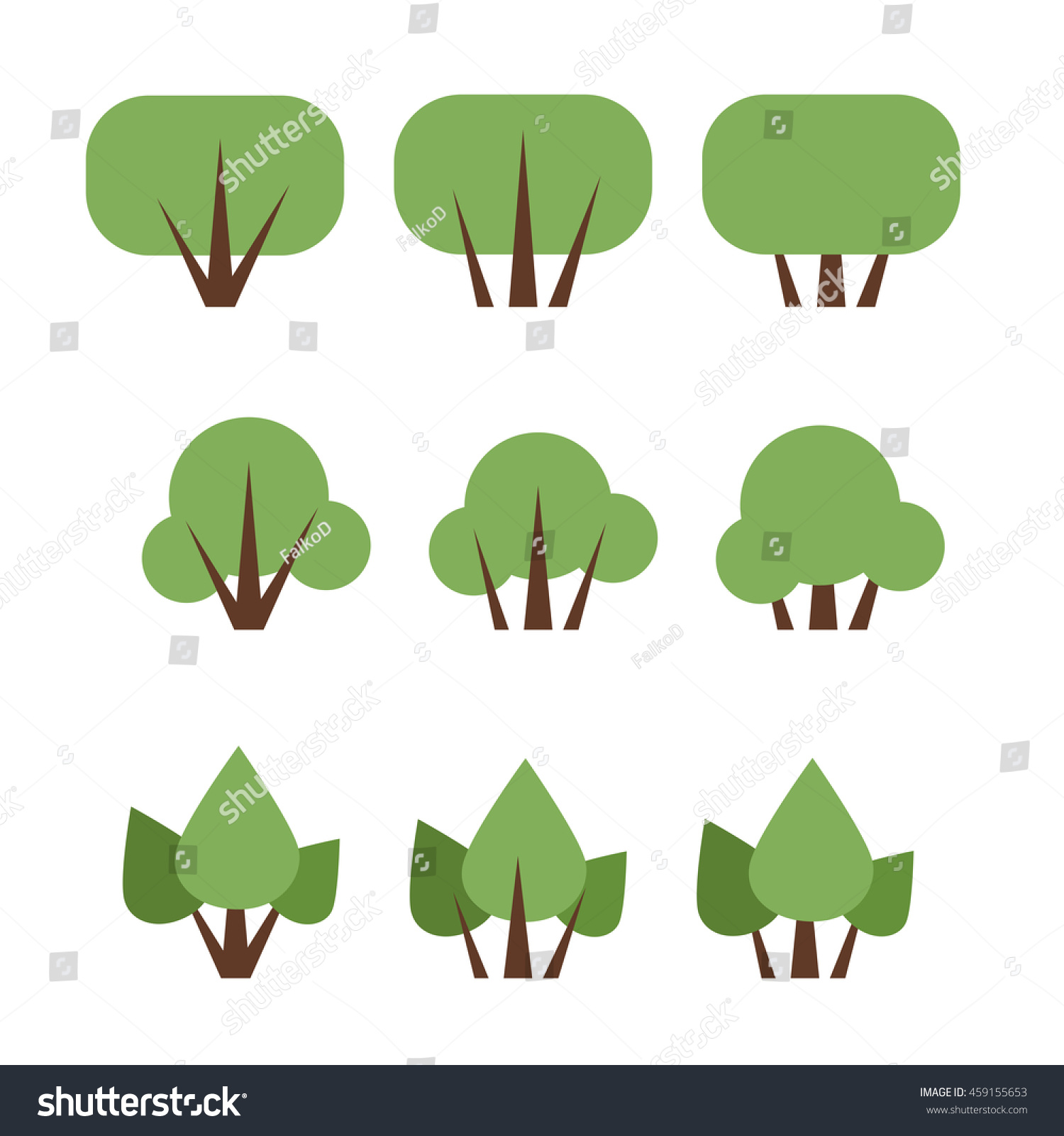 Green Bush Vector Set Stock Vector (Royalty Free) 459155653 | Shutterstock