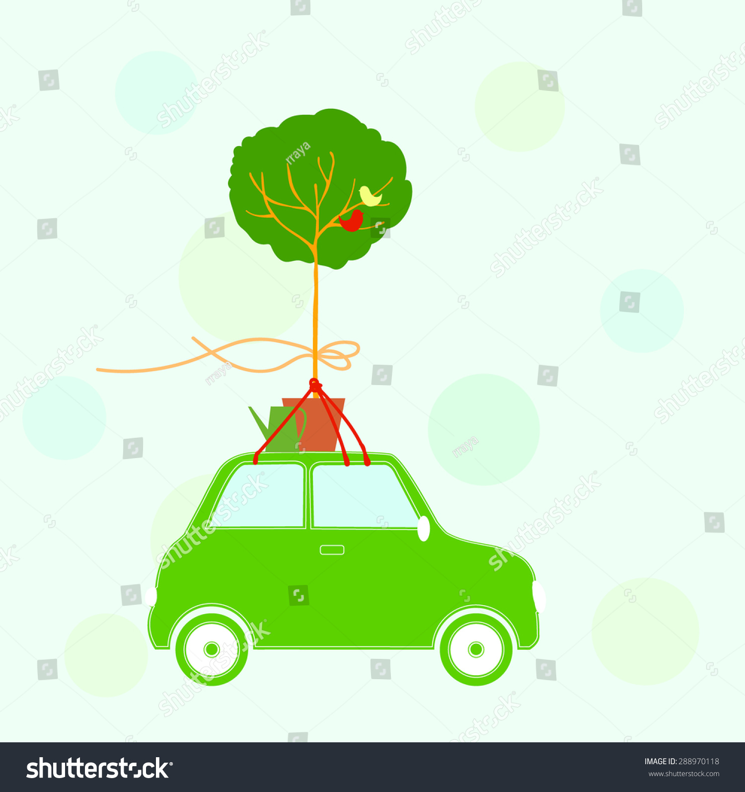 Green Car Tree Vector Illustration Stock Vector (Royalty Free ...