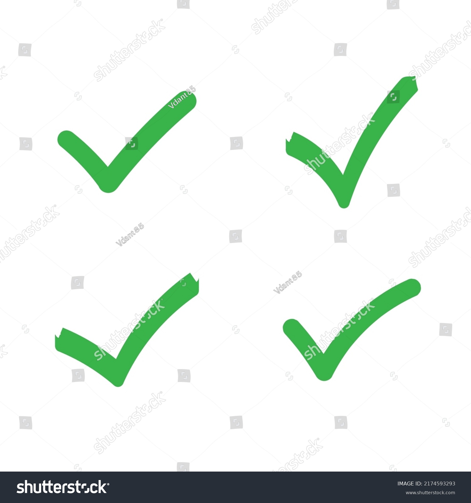 Green Check Mark Icon Set Vector Stock Vector (Royalty Free) 2174593293 ...