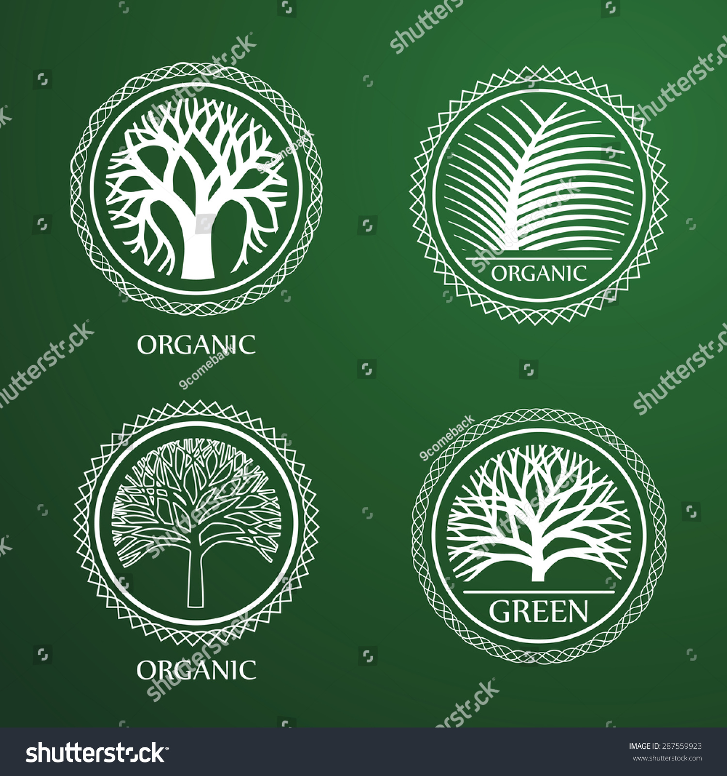 Green Circle Tree Vector Label Design Stock Vector (Royalty Free) 287559923