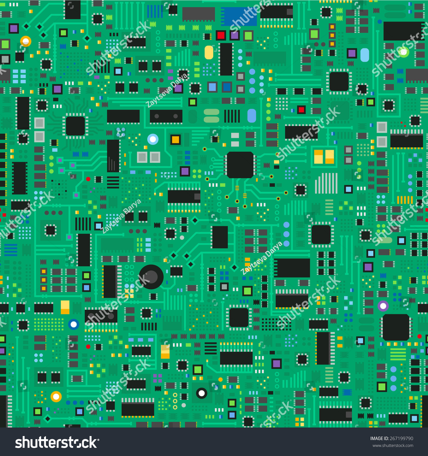 Green Circuit Board Background Stock Vector (Royalty Free) 267199790 ...