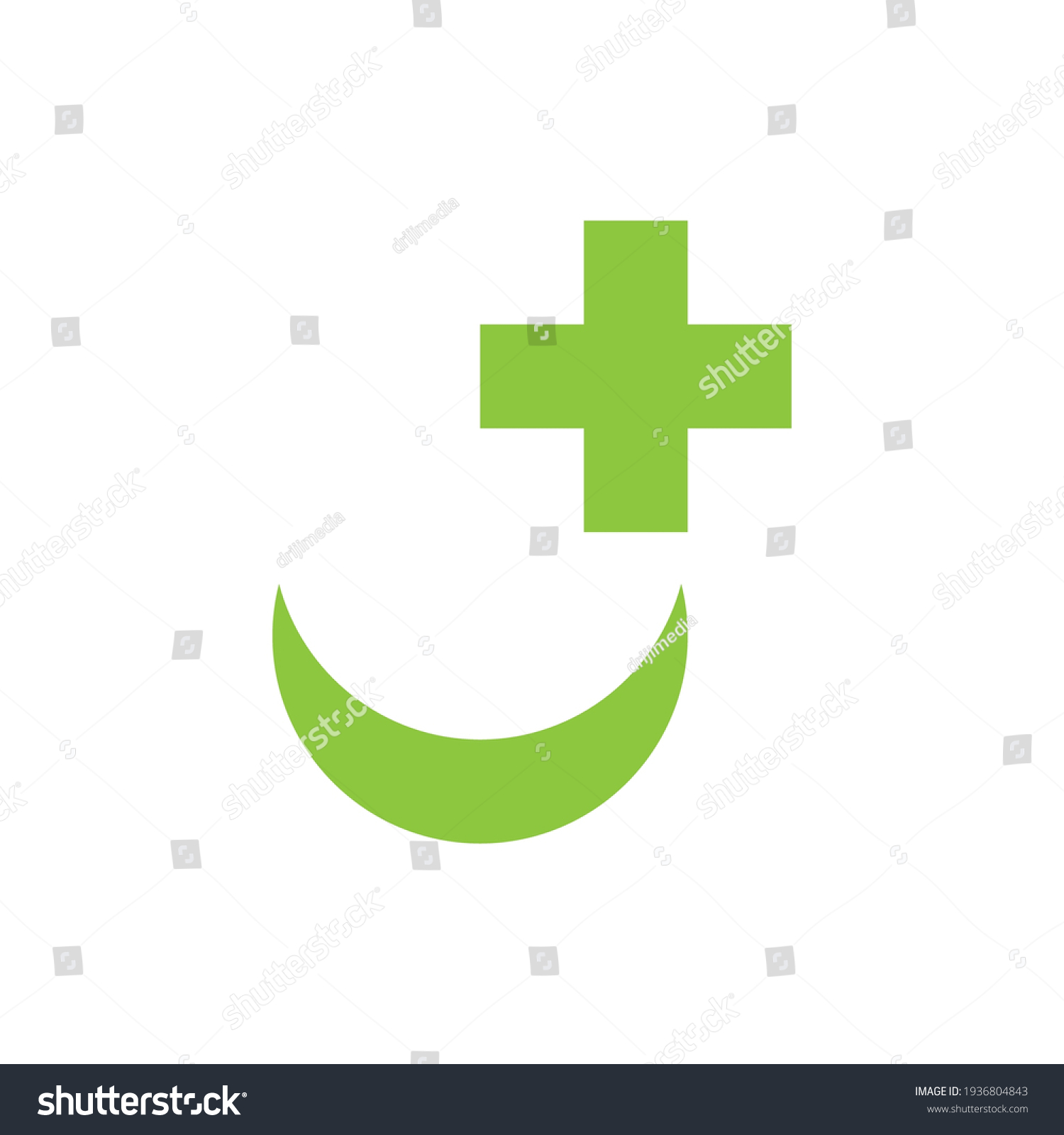 Green Crescent Plus Logo Design Vector Stock Vector (Royalty Free ...