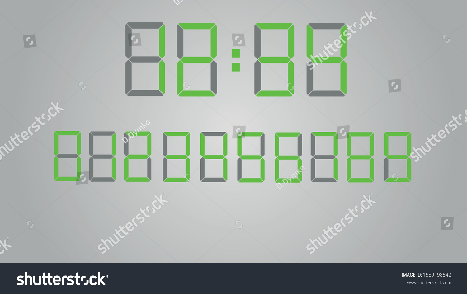Green Digital Clock Design Icons Stock Vector (Royalty Free) 1589198542 ...
