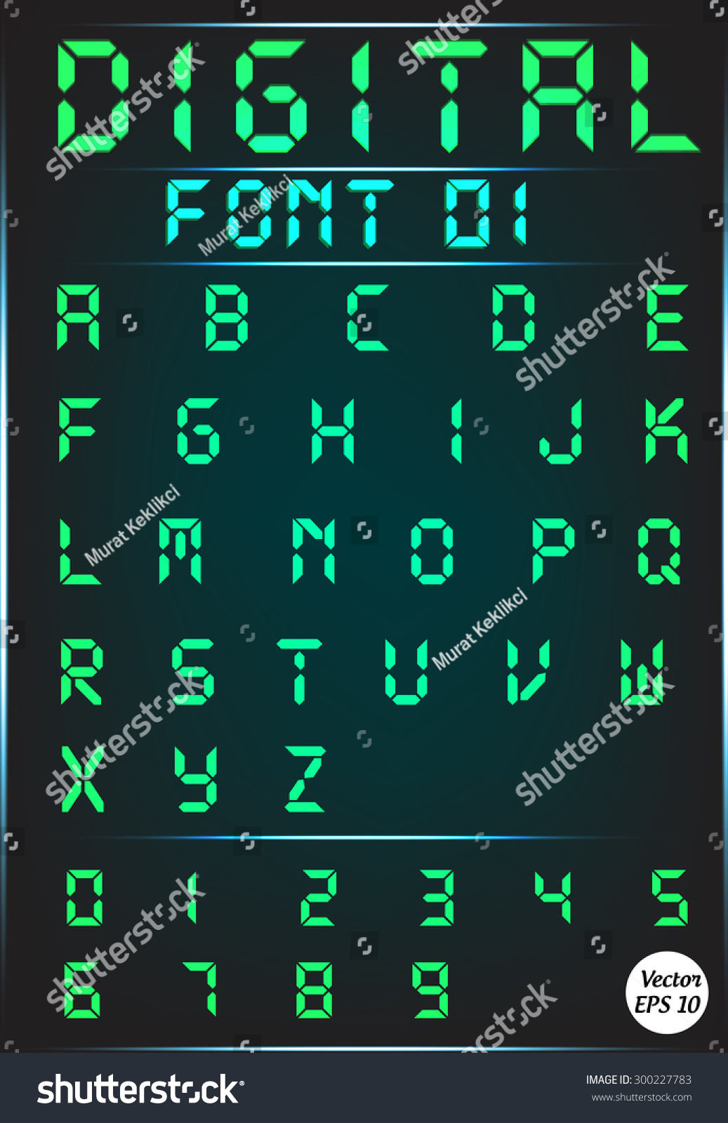 Green Digital Font Stock Vector (Royalty Free) 300227783
